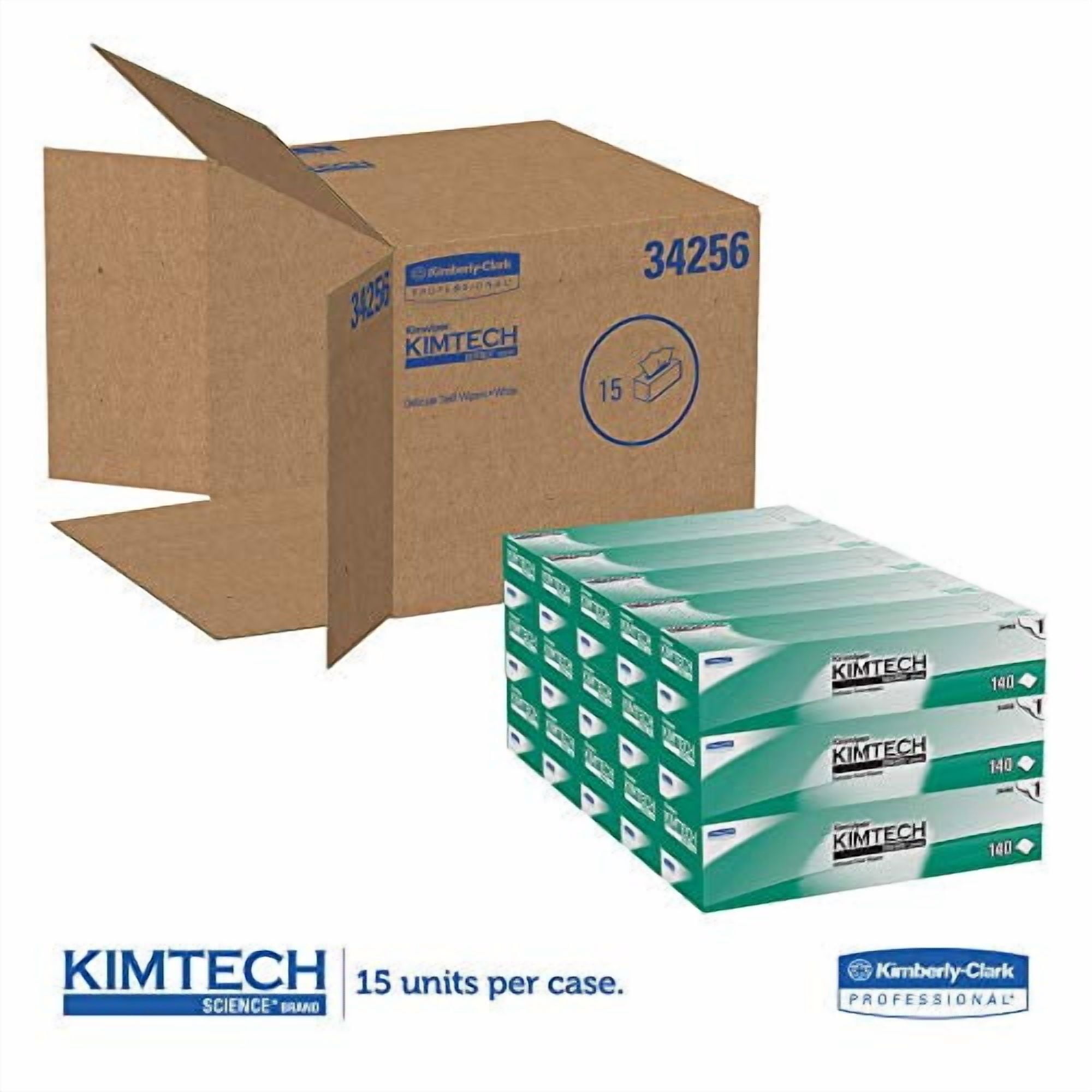 Kimtech 34256 15-Box/Carton 140-Sheet/Box Kimwipes 14-7/10 in. x 16-3/5 ...