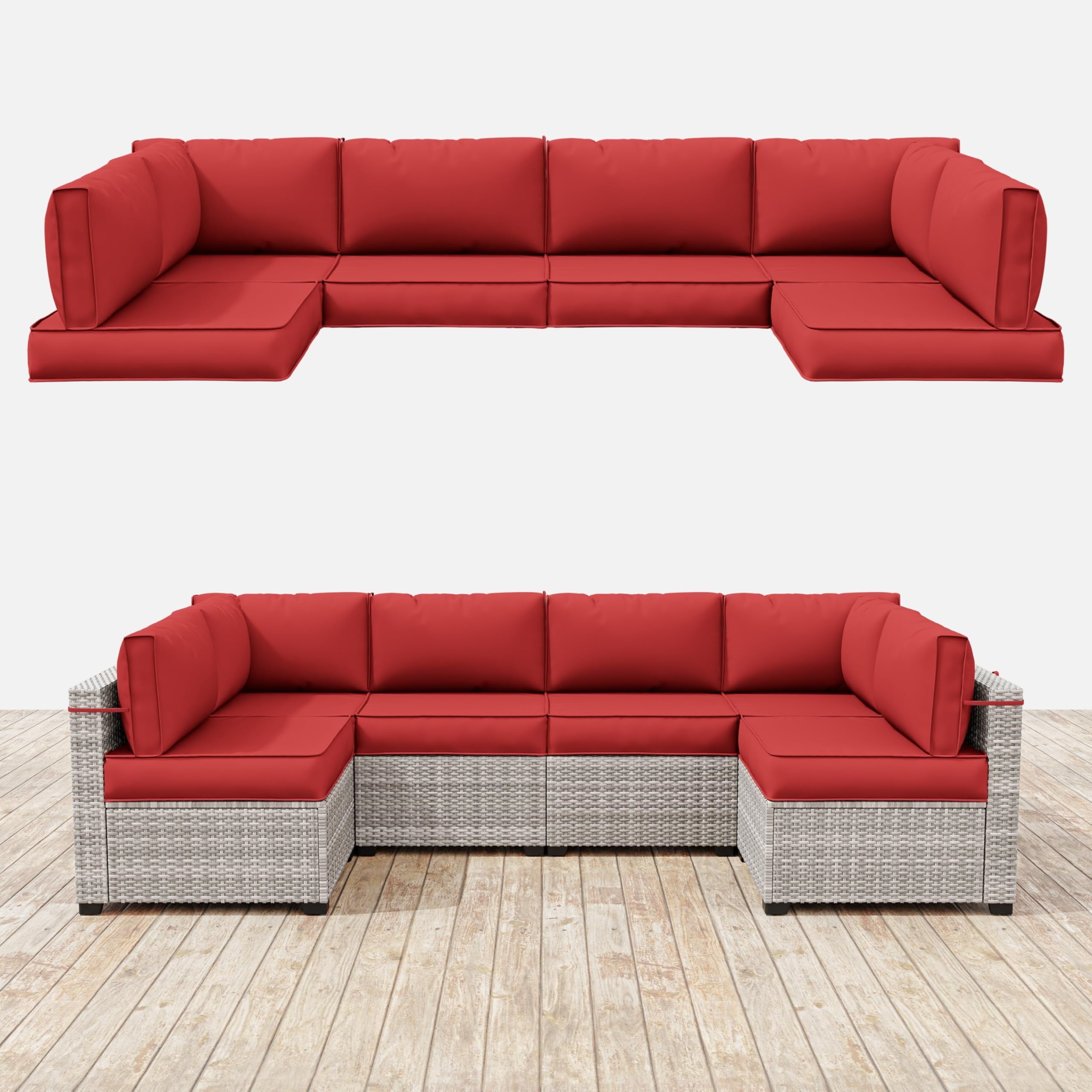 Kimunuk 14 Piece Outdoor Furniture Replacement Cushions, Fits 6-Seat ...