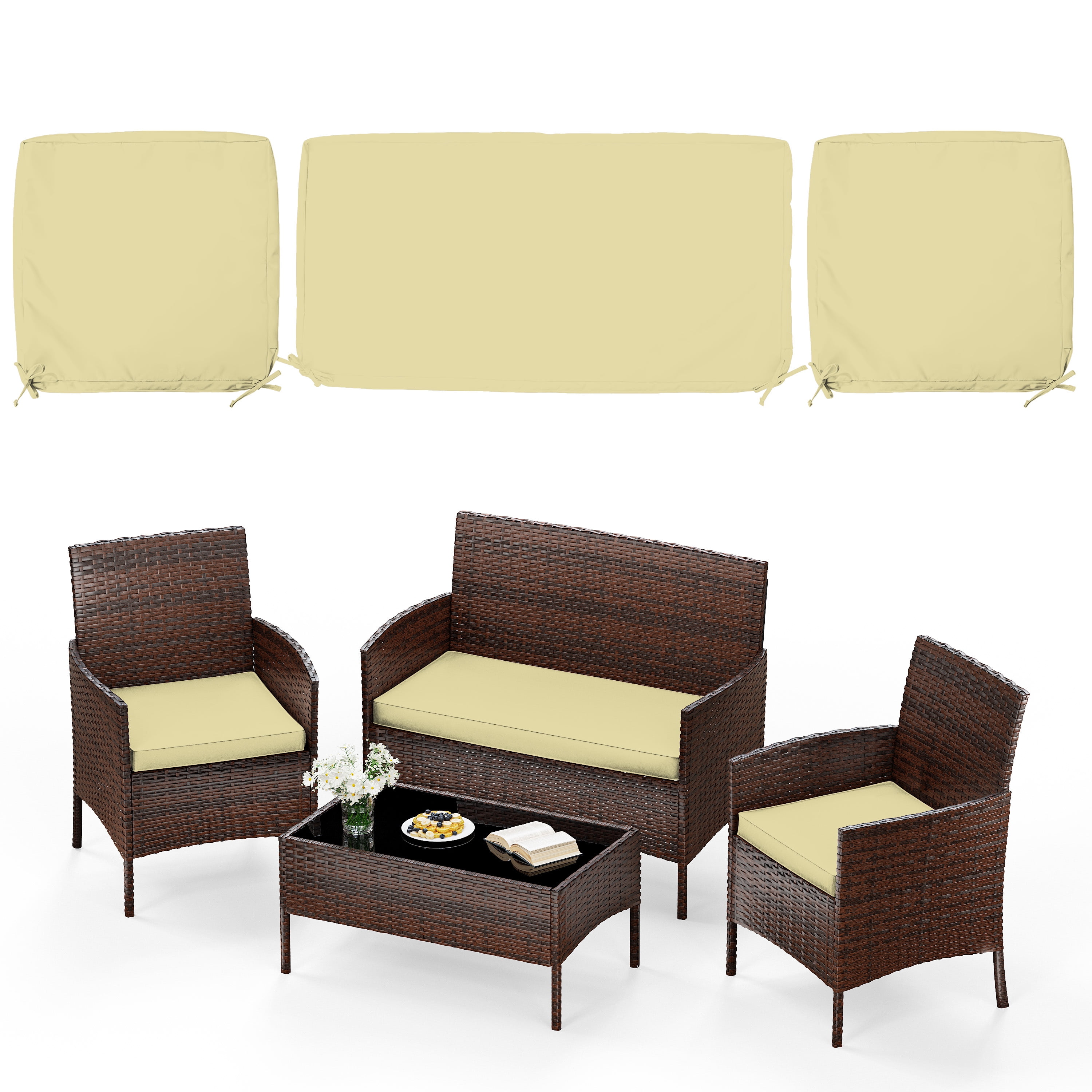 Kimunuk 3 Pcs Outdoor Cushion Covers, Waterproof Patio Seat Cushions ...