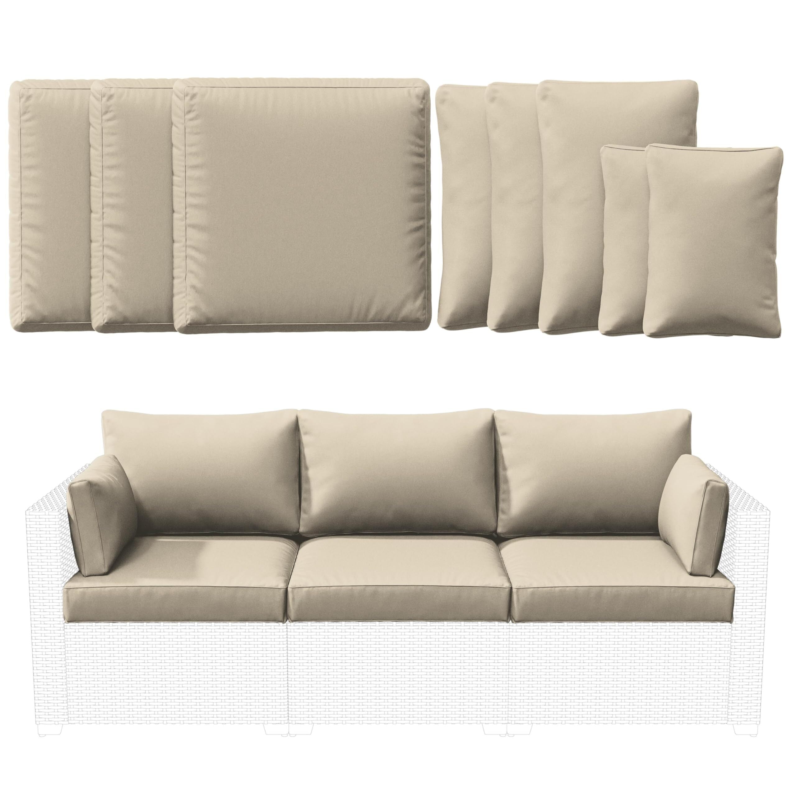 Kimunuk Outdoor Replacement Cushions for Patio Furniture, 4" Foam High ...