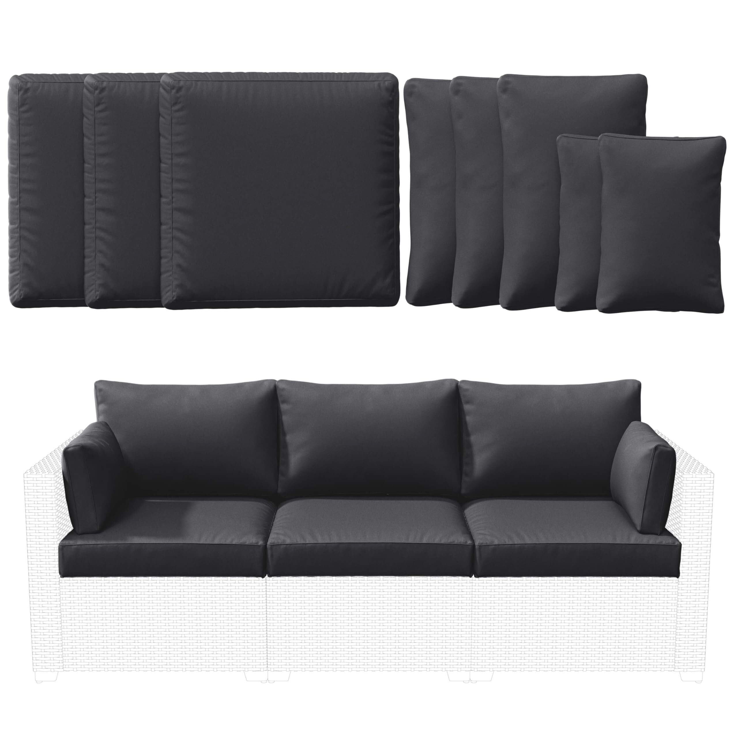 Kimunuk Outdoor Replacement Cushions for Patio Furniture, 4" Foam High ...