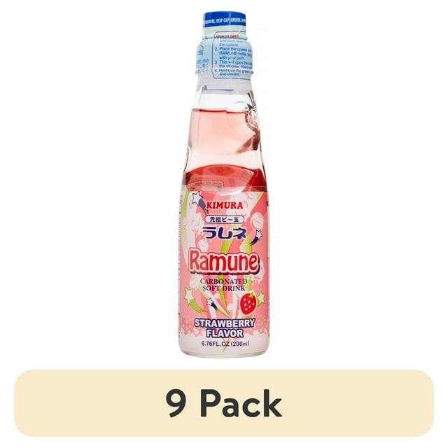 (9 pack) Kimura Ramune Strwbry, 6.76 Fl Oz - Walmart.com