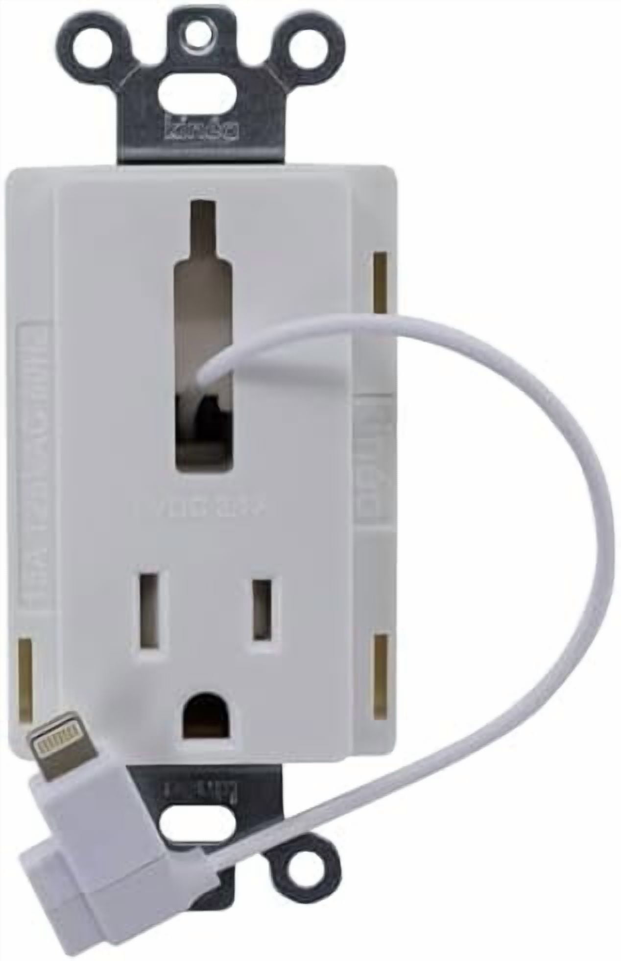 Kinéa Jolt in- Wall Outlet Receptacle with Retractable Lightning ...