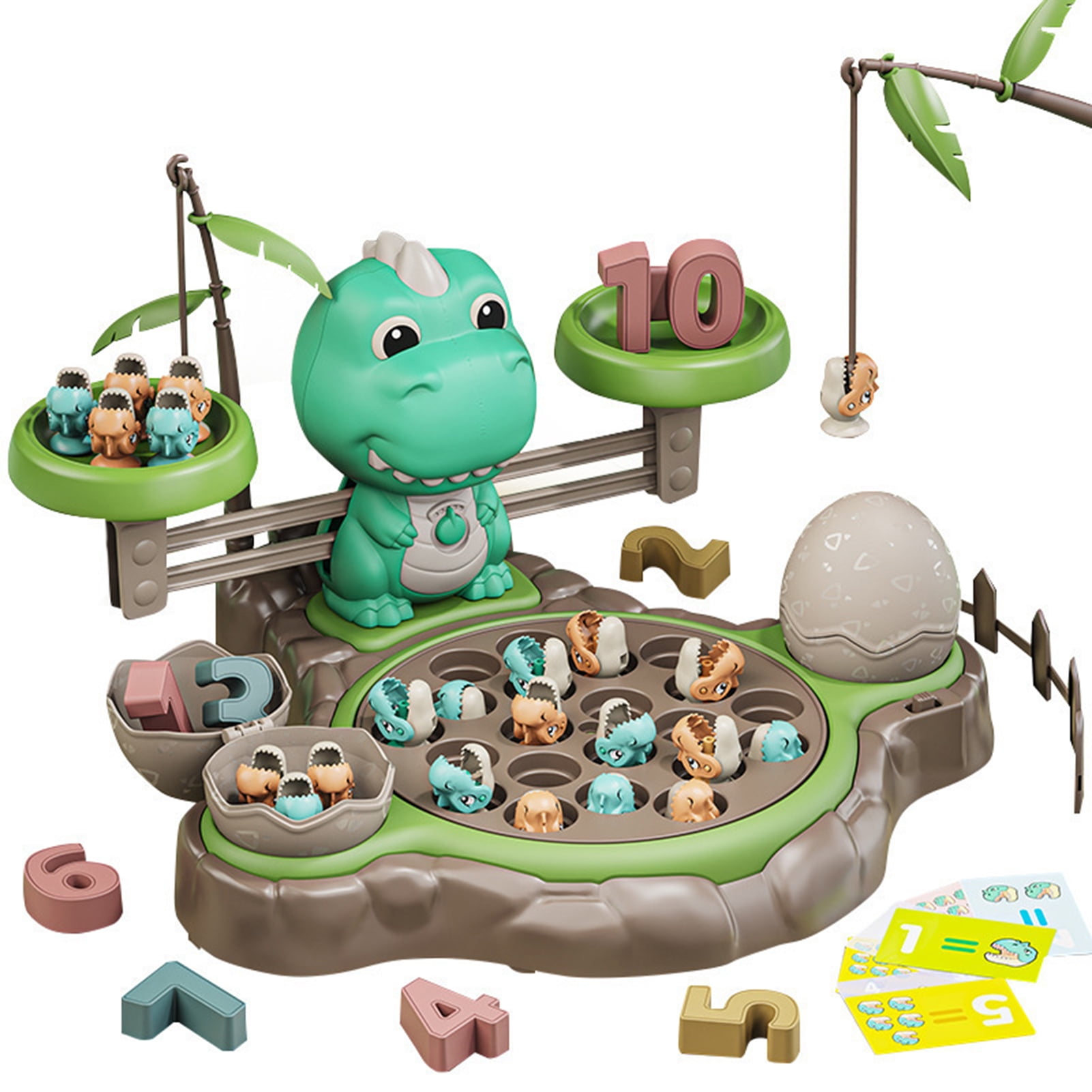 Kinaerty 1 Set Kids Dinosaur Fishing Game Number Counting Skills ...