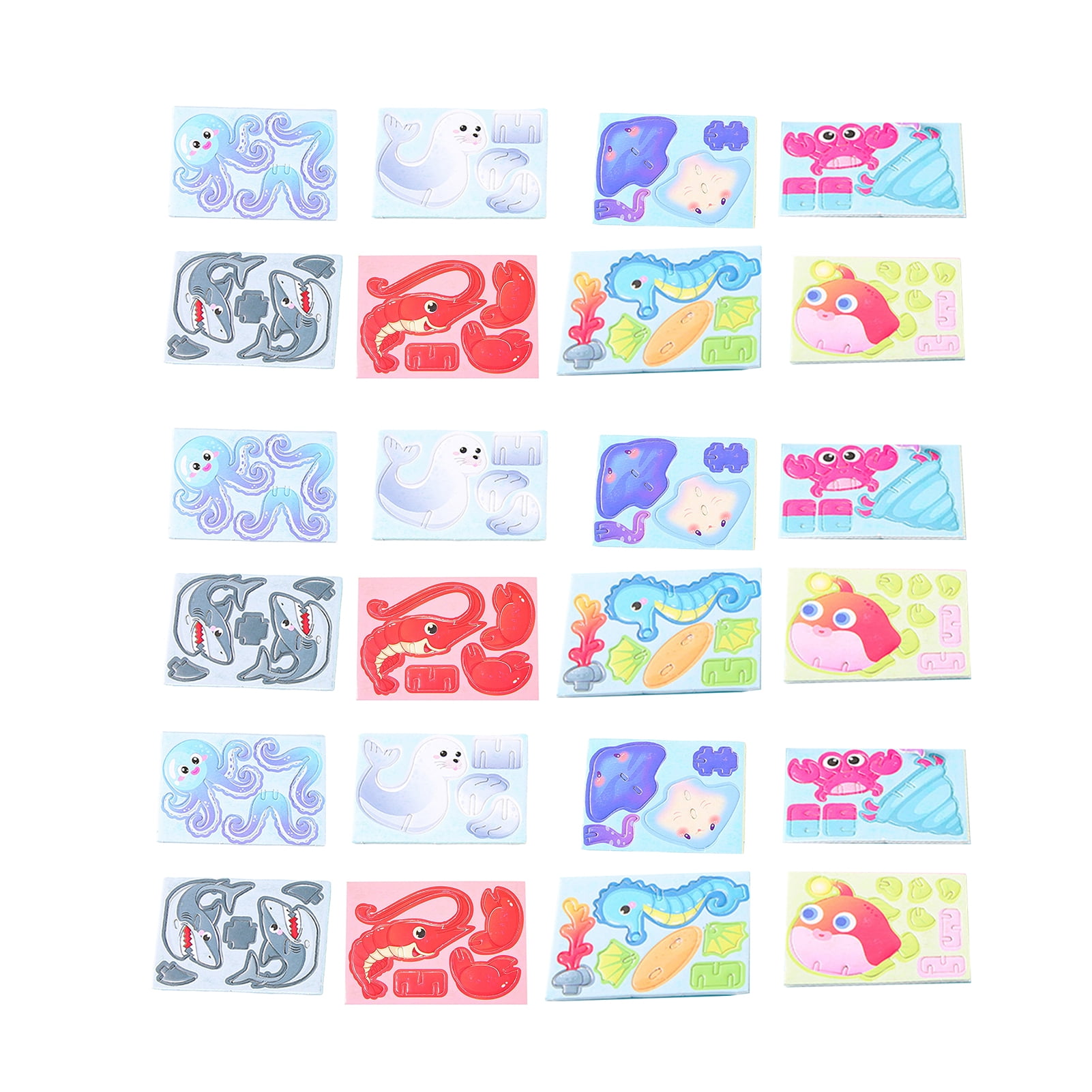 Kinaerty 24 Pcs Puzzle Toy Ocean Animal Theme 3D Cartoon Puzzle Animal ...
