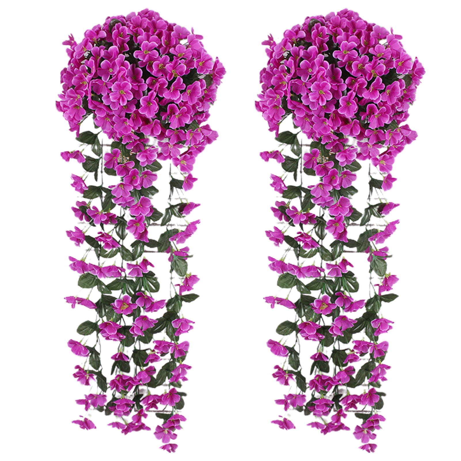 Kinaerty 2Pcs Hanging Artificial Violet Vine UV Resistant Faux Drooping ...