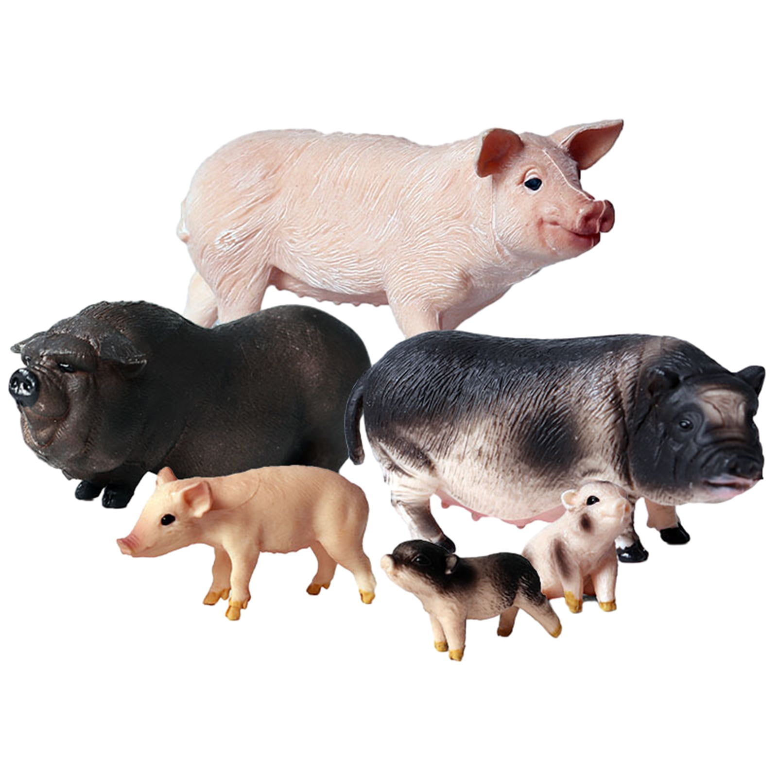 Kinaerty 4/6Pcs Pig Figurine Simulation Livestock Wild Boar Model ...