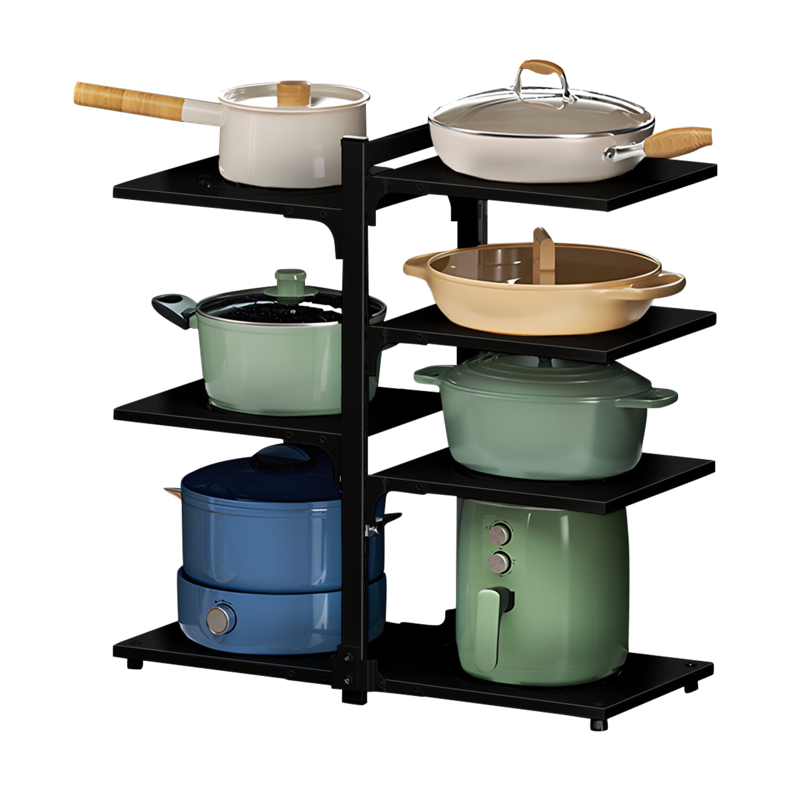 Kinaerty 4-Tier Pot and Pan Organizer Rack for Cabinet Heavy Duty Pan ...