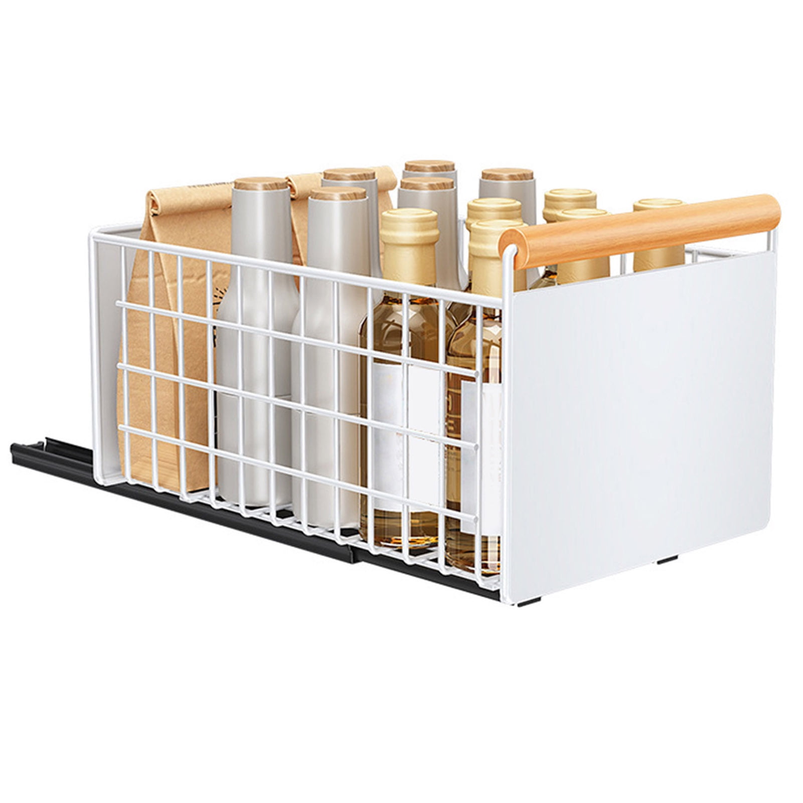Kinaerty Bowl Dish Storage Rack Large Capacity with Adhesive Rail Pull ...