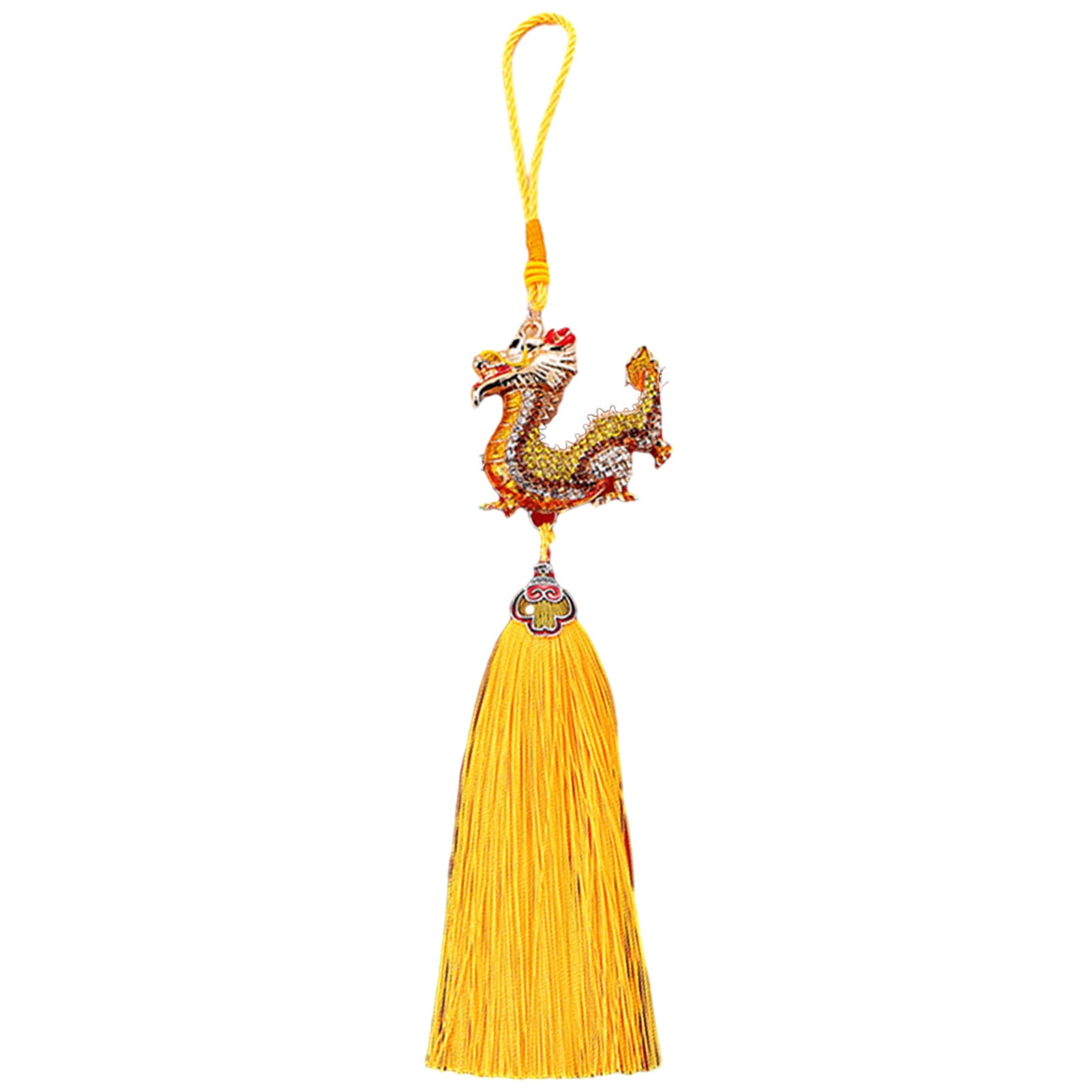 Kinaerty Chinese Dragon Figurine Ornament with Red Tassel Rhinestones ...