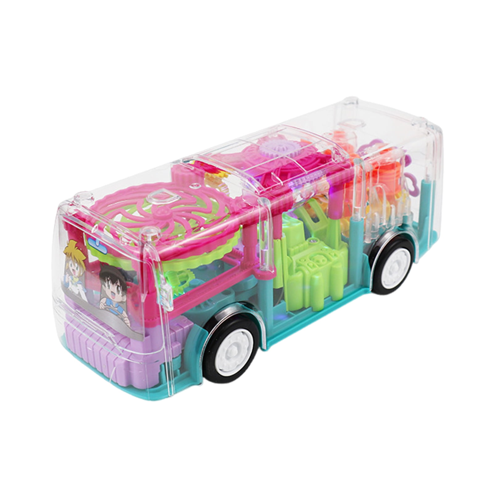 Kinaerty Clear Bus Toy Kids Transparent Sensory Toys with Colorful ...