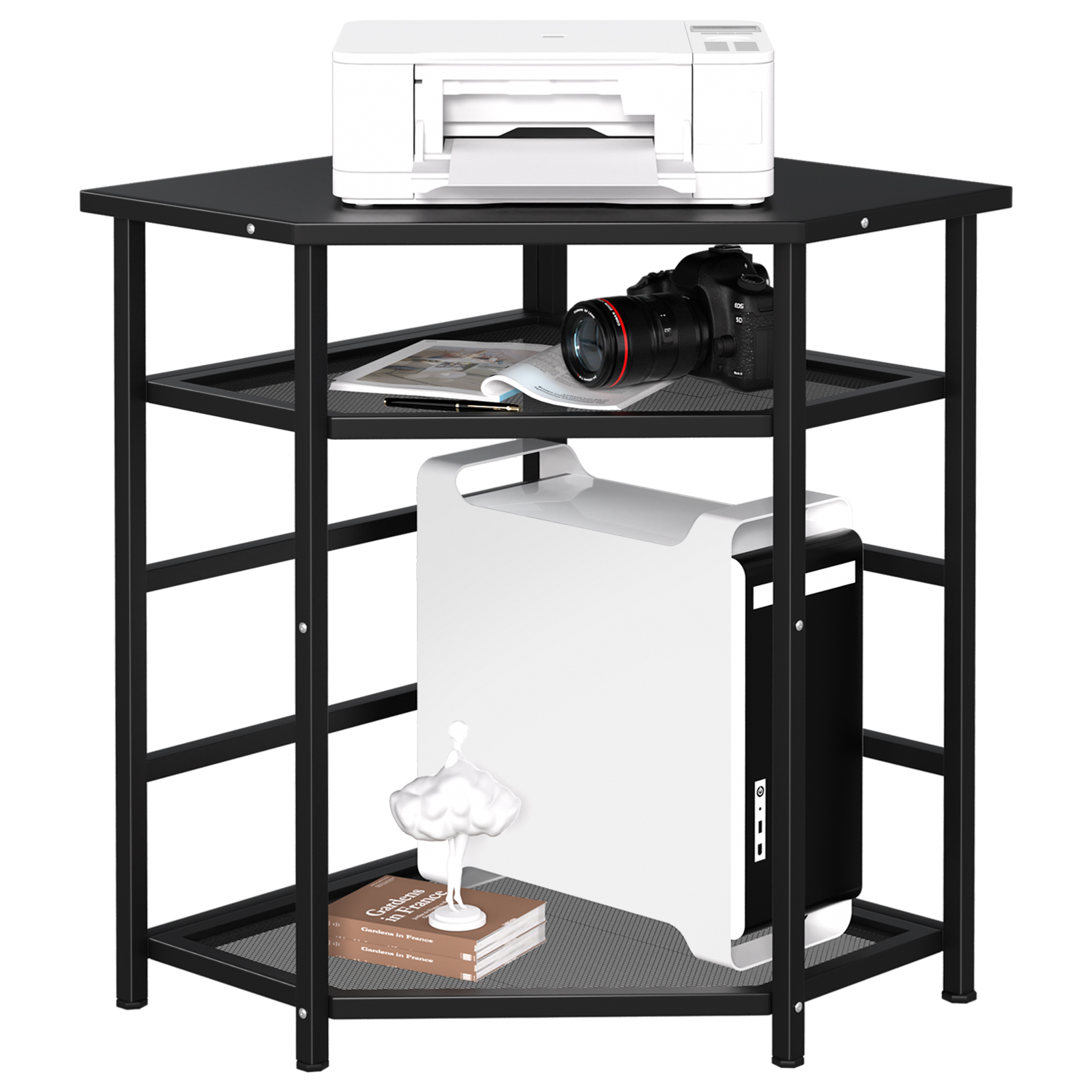 Kinaerty Corner Printer Stand with Power Outlet Charging Plugs USB Port ...