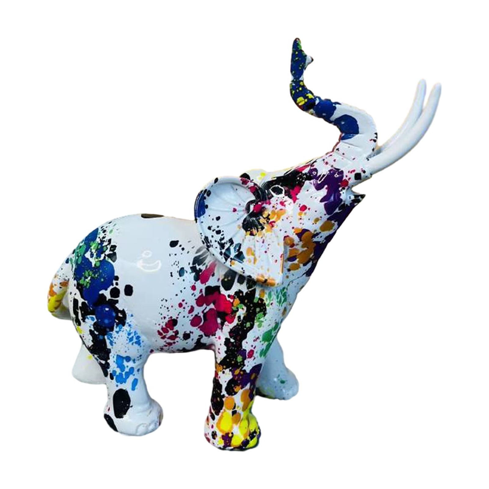 Kinaerty Creative Elephant Shape Statue Graffiti Pattern Good Luck ...