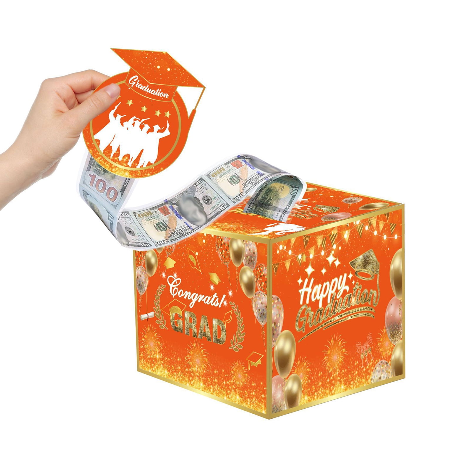 Kinaerty Happy Graduation Money Box with Clear Bag Pull Type Thick ...