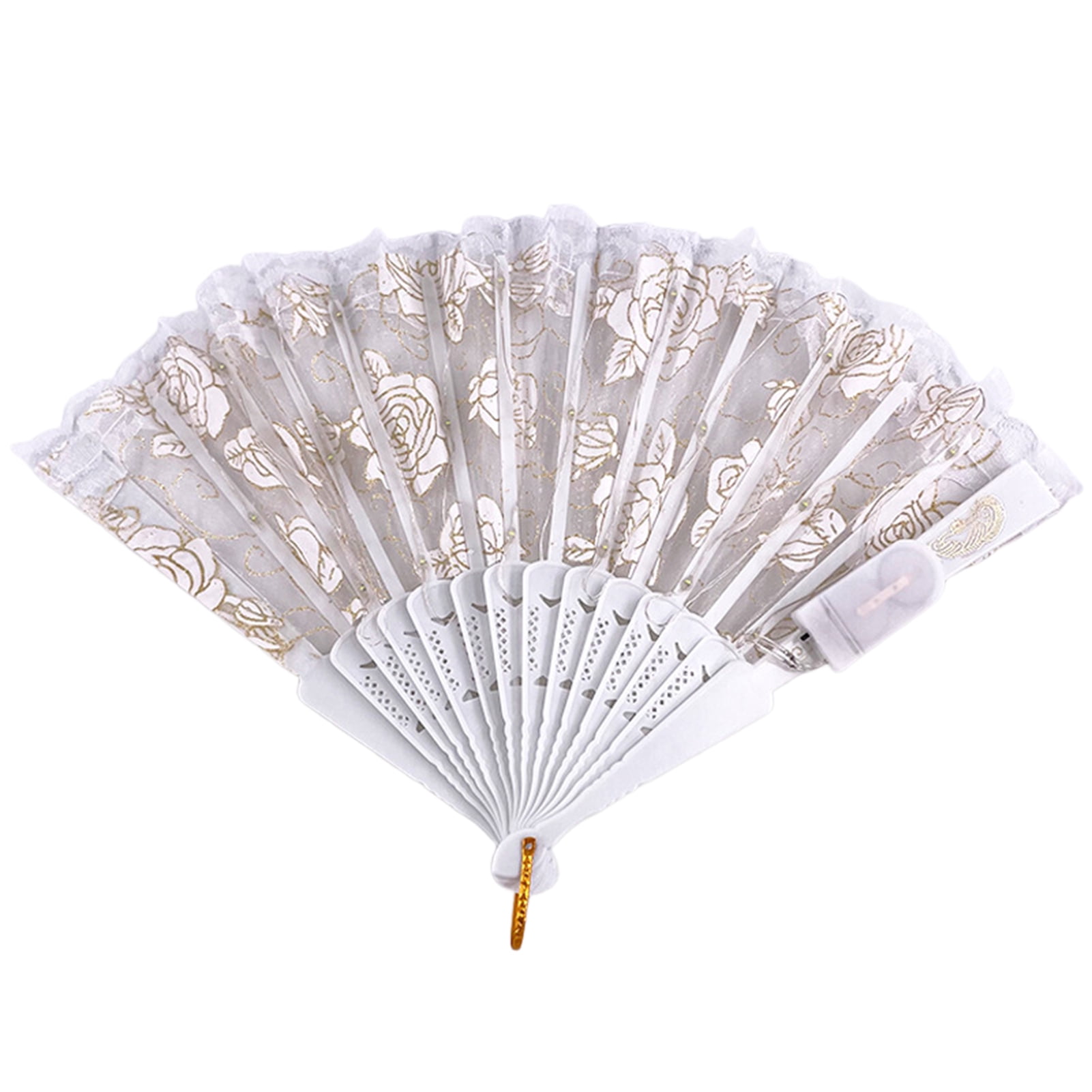 Kinaerty Lace Folding Hand Fan Dance Wedding Hand Fans Rose Lace Multi ...