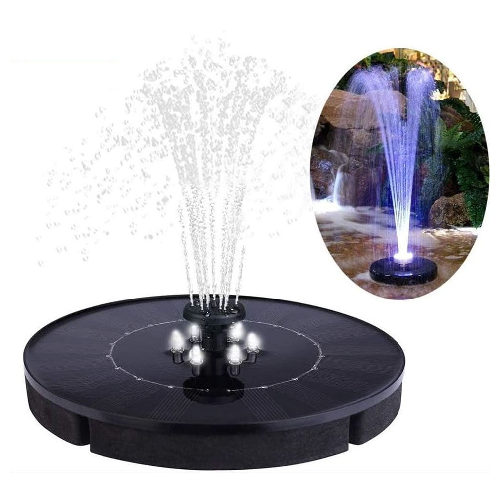 Kinaerty Led Solar Fountain Round Solar Water Fountain Bird Bath for ...