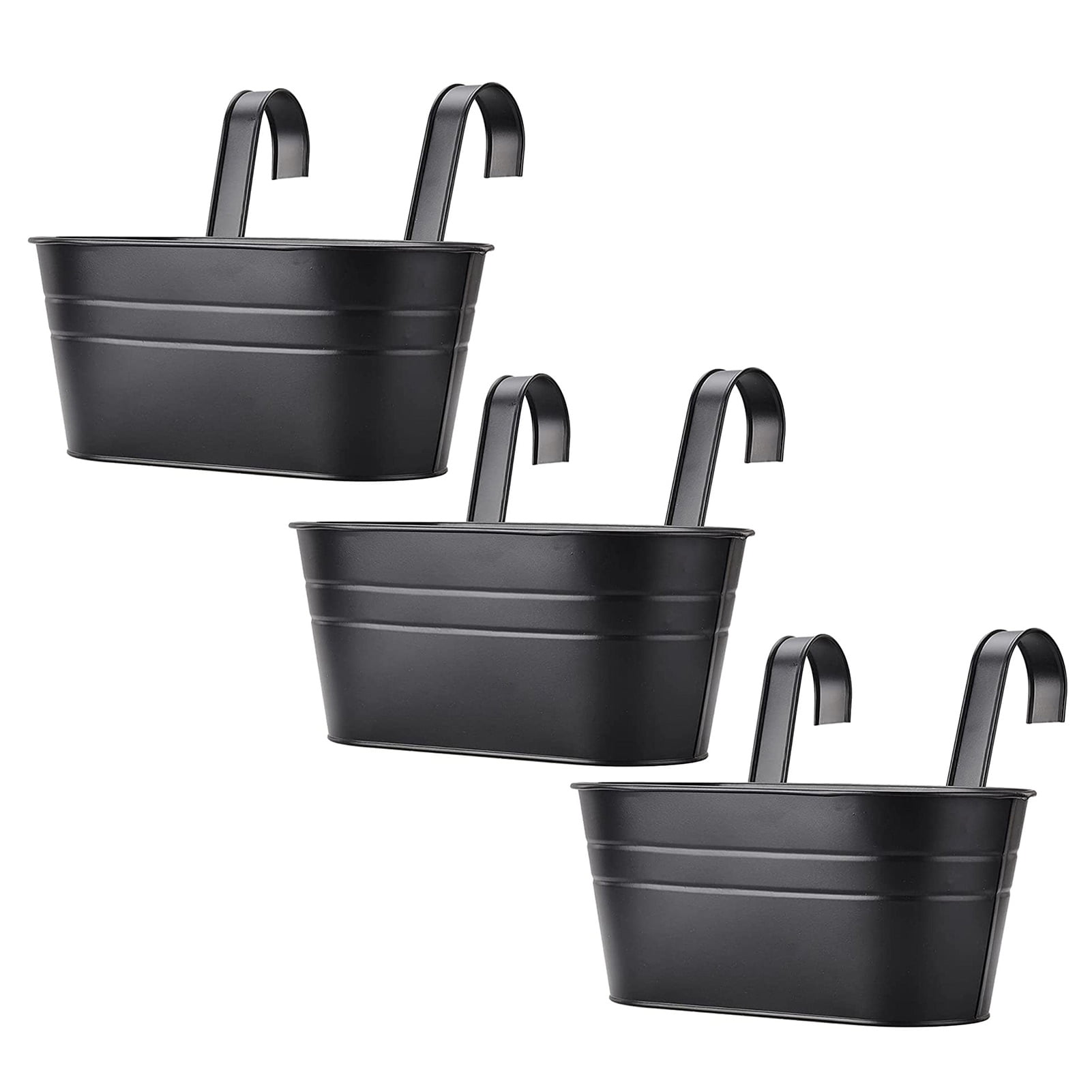 Kinaerty Metal Iron Hanging Flower Pot Outdoor Balcony Rail Bucket ...