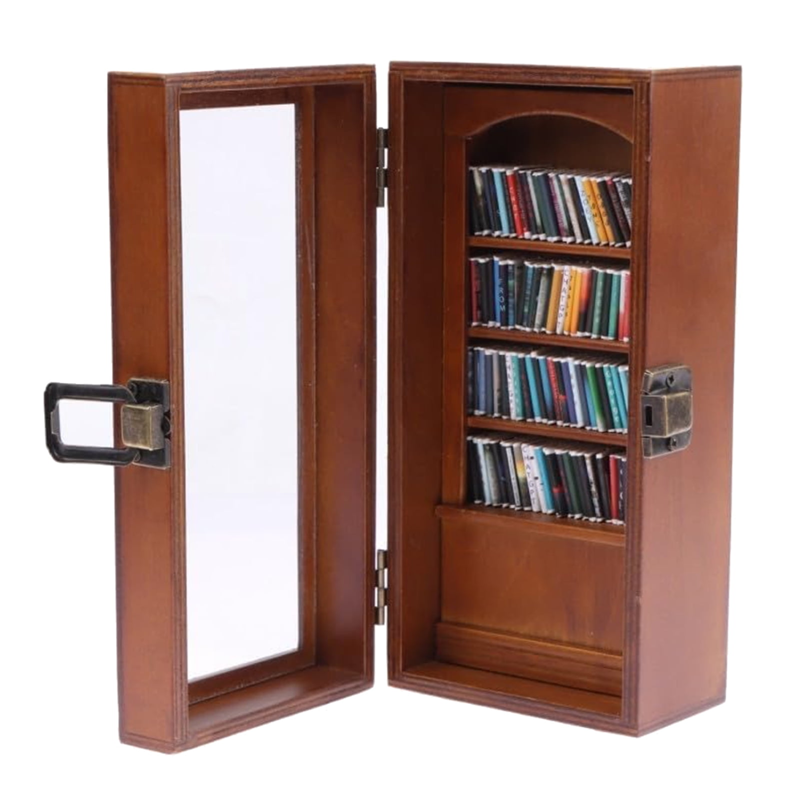Kinaerty Mini Bookcase with 80 Tiny Book Model Wooden Miniature ...
