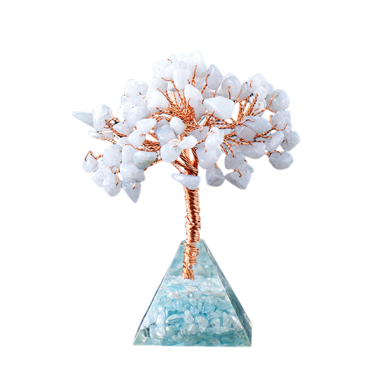 Kinaerty Natural Stone Tree Figurine with Base Positive Healing Energy ...