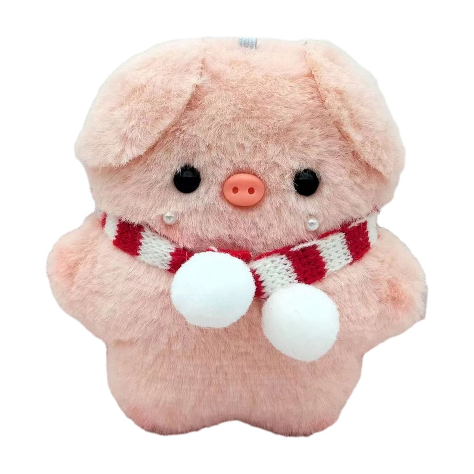 Kinaerty Pink Piggy Plush Doll Wear Scarf Necklace Cute Cartoon ...