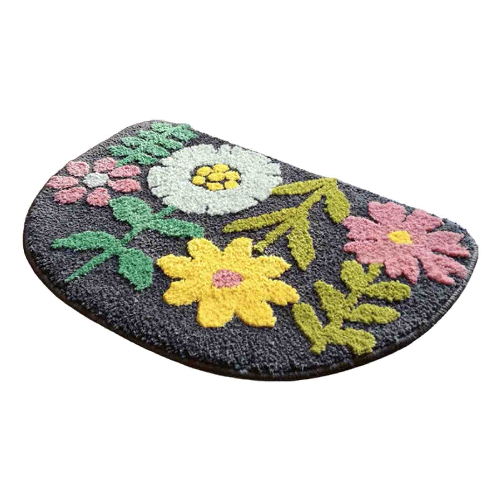 Kinaerty Semicircle Floor Mat Boho Flower Cartoon Panda Pattern Thick ...