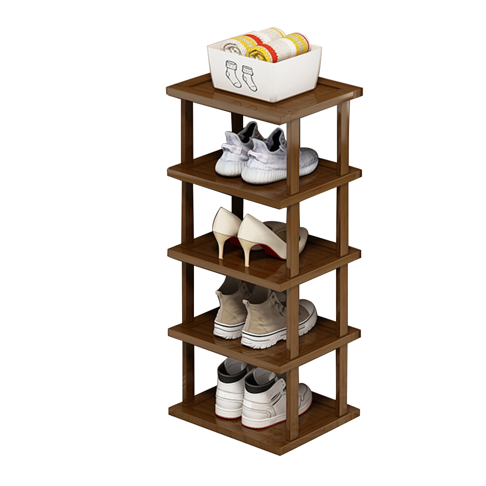 Kinaerty Shoe Rack, 5 Layers Tall Narrow Shoe Rack Organizer for Small ...