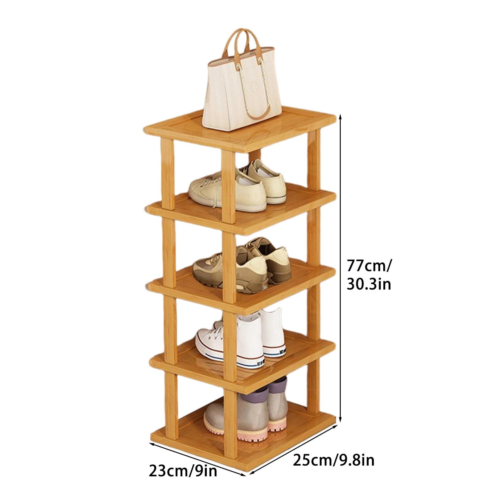 Kinaerty Shoe Rack 5 Tiers Wood Narrow Shoe Rack Good Load-Bearing ...