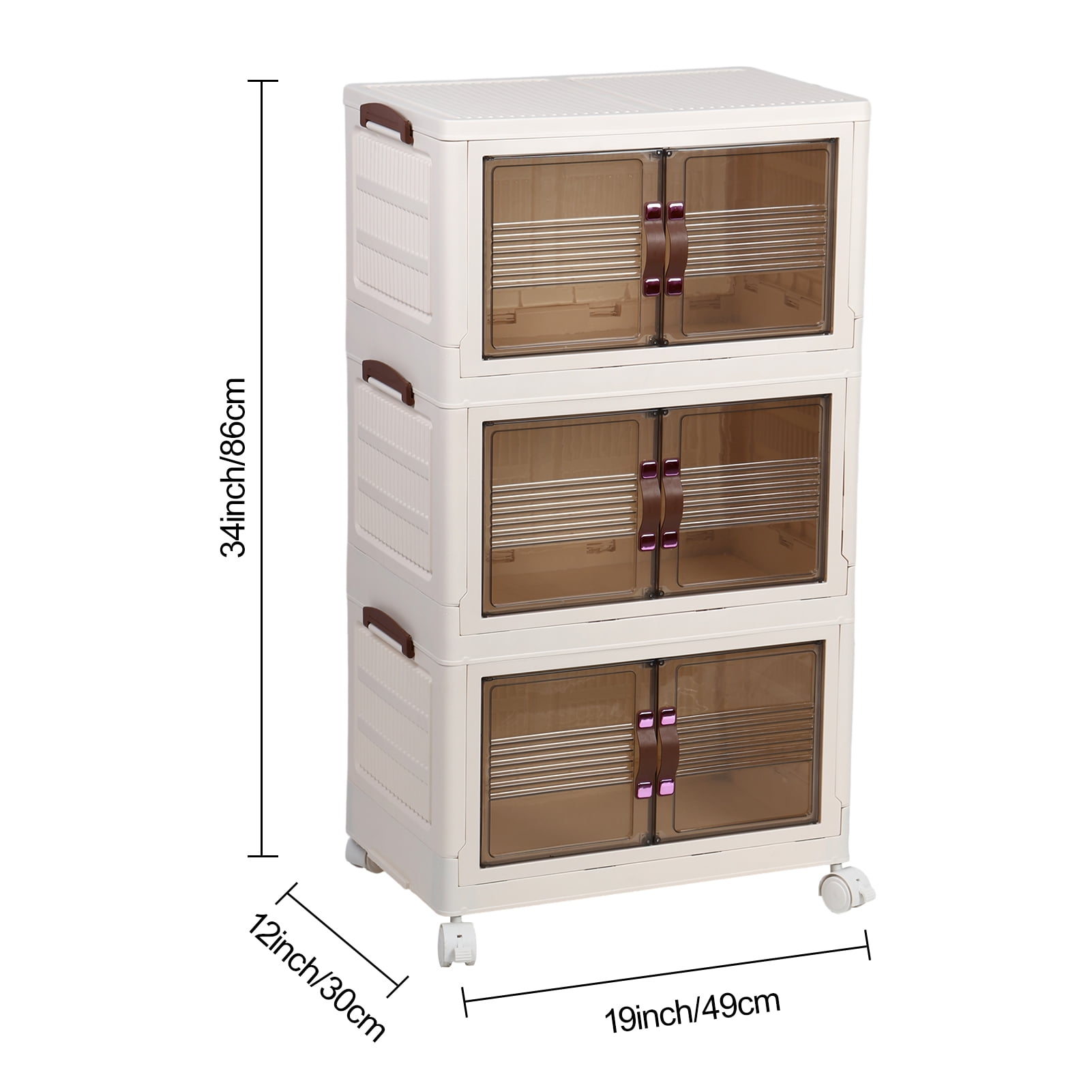 Kinaerty Storage Cabinet Stackable Collapsible Storage Bins with Lids ...