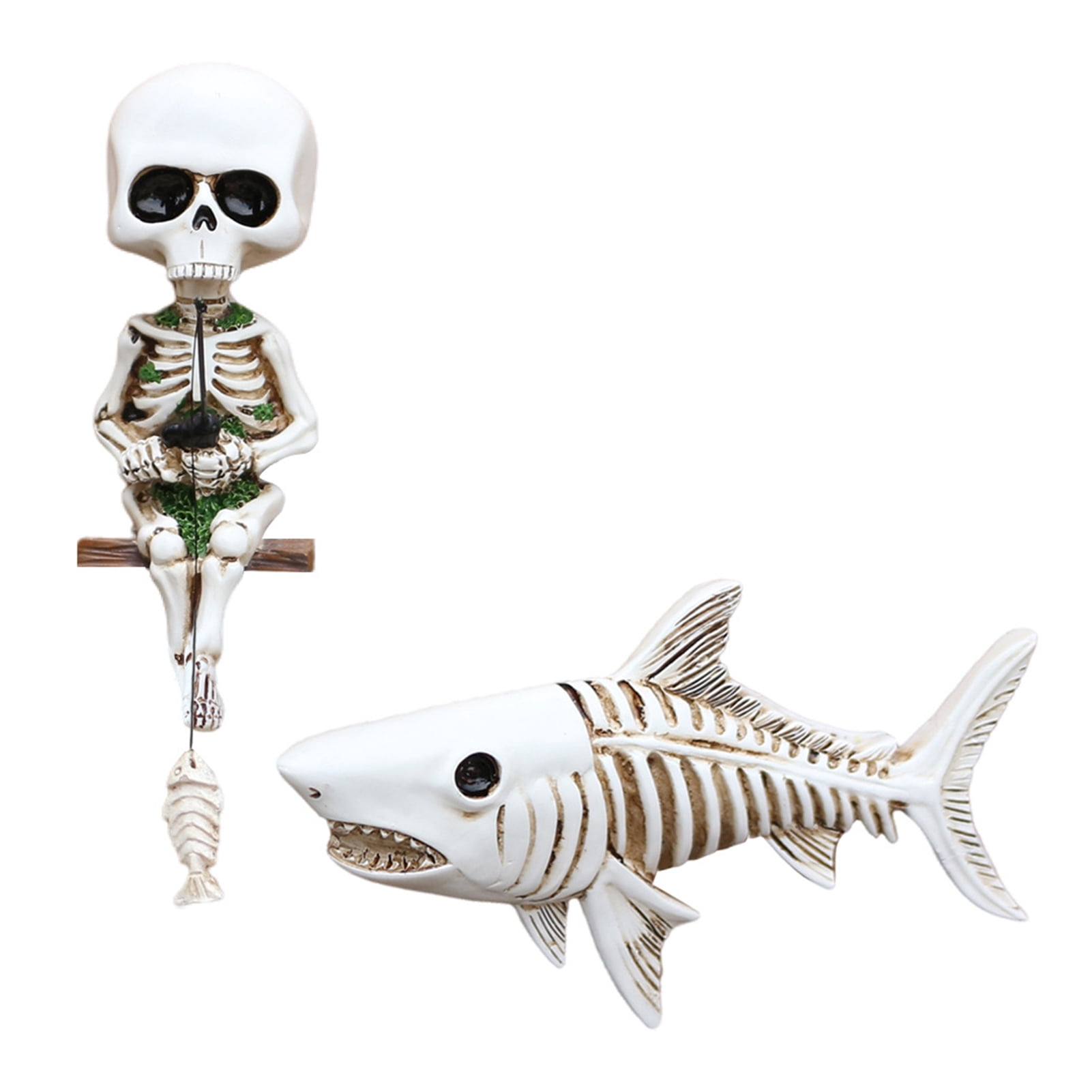 Kinaerty Wall Skeleton Statue Fishing Human Skeleton Figurine with ...