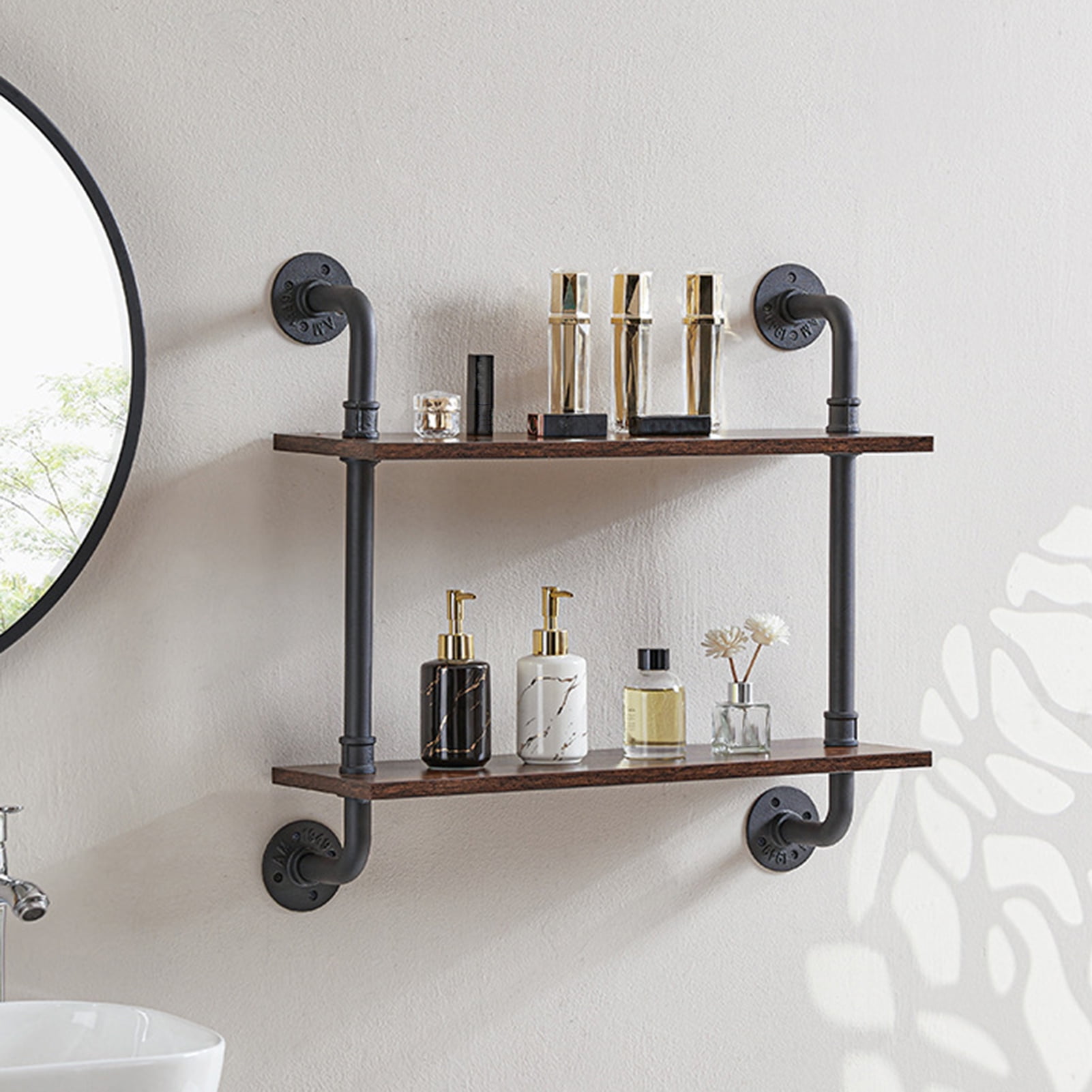 Kinaerty Wood Floating Shelves for Wall, 2-Layer Floating Shelves ...
