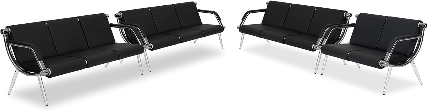 Kinbor 11-Seat PU Leather Office Guest Reception Bench Waiting Room ...