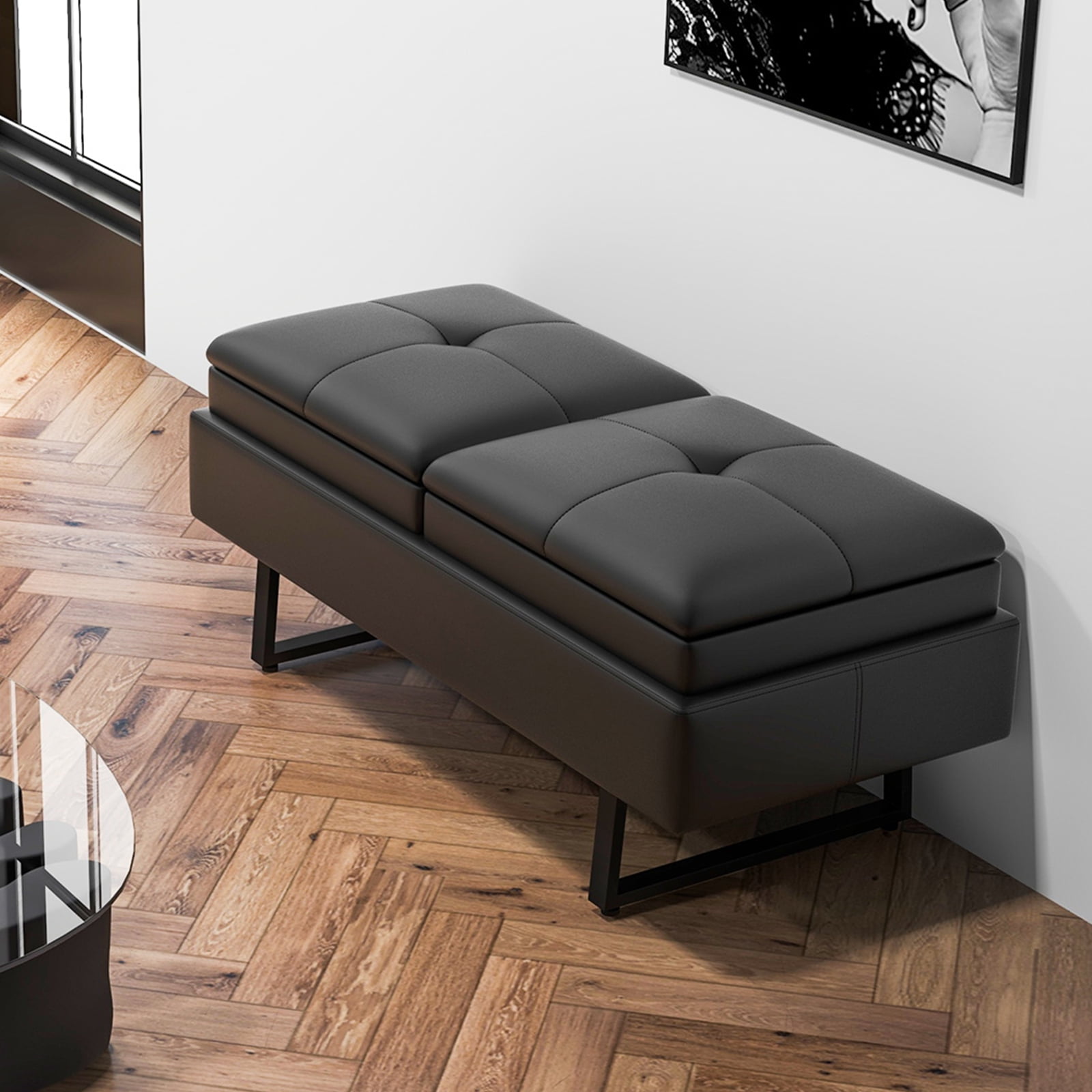 Kinbor 2-Seat Waiting Room Bench, Office Waiting Room Chairs Leather ...