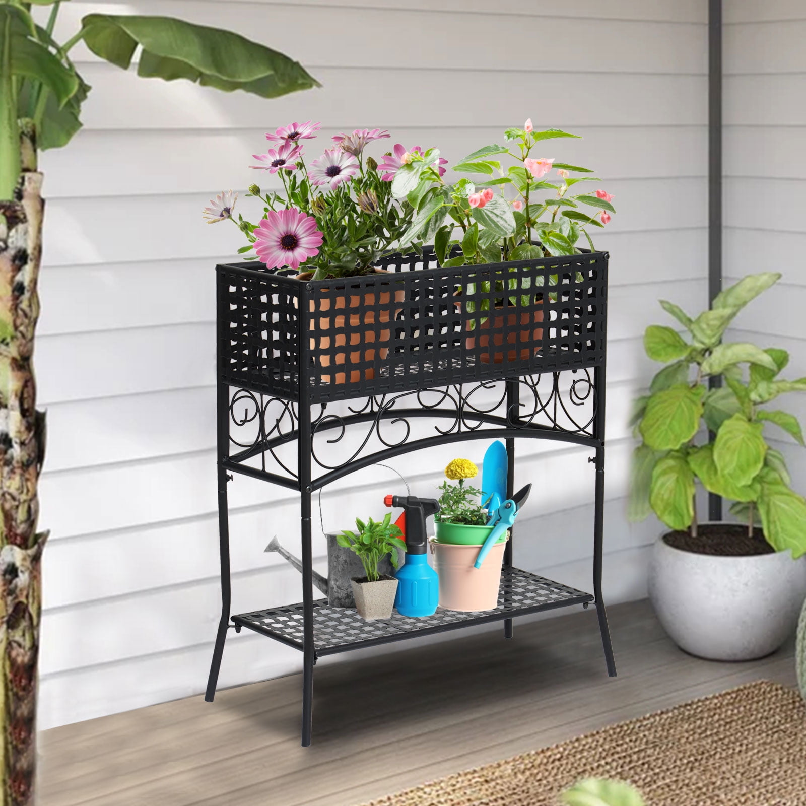 Kinbor 2 Tier Heavy Duty Metal Plant Stand, Potted Multiple Flower Pot ...