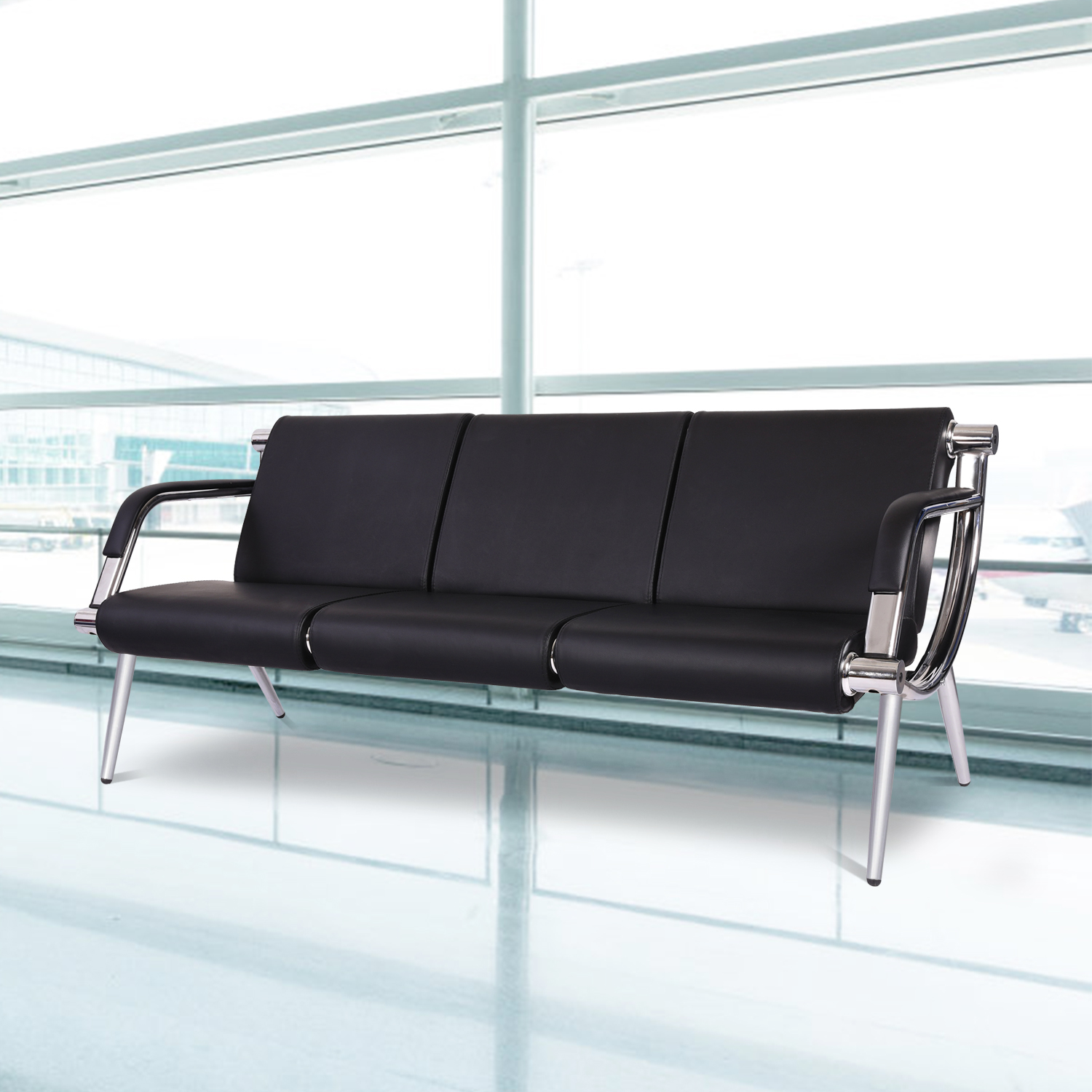 Lacoo Faux Leather Reception Chair Office Guest Chair for Waiting Room ...