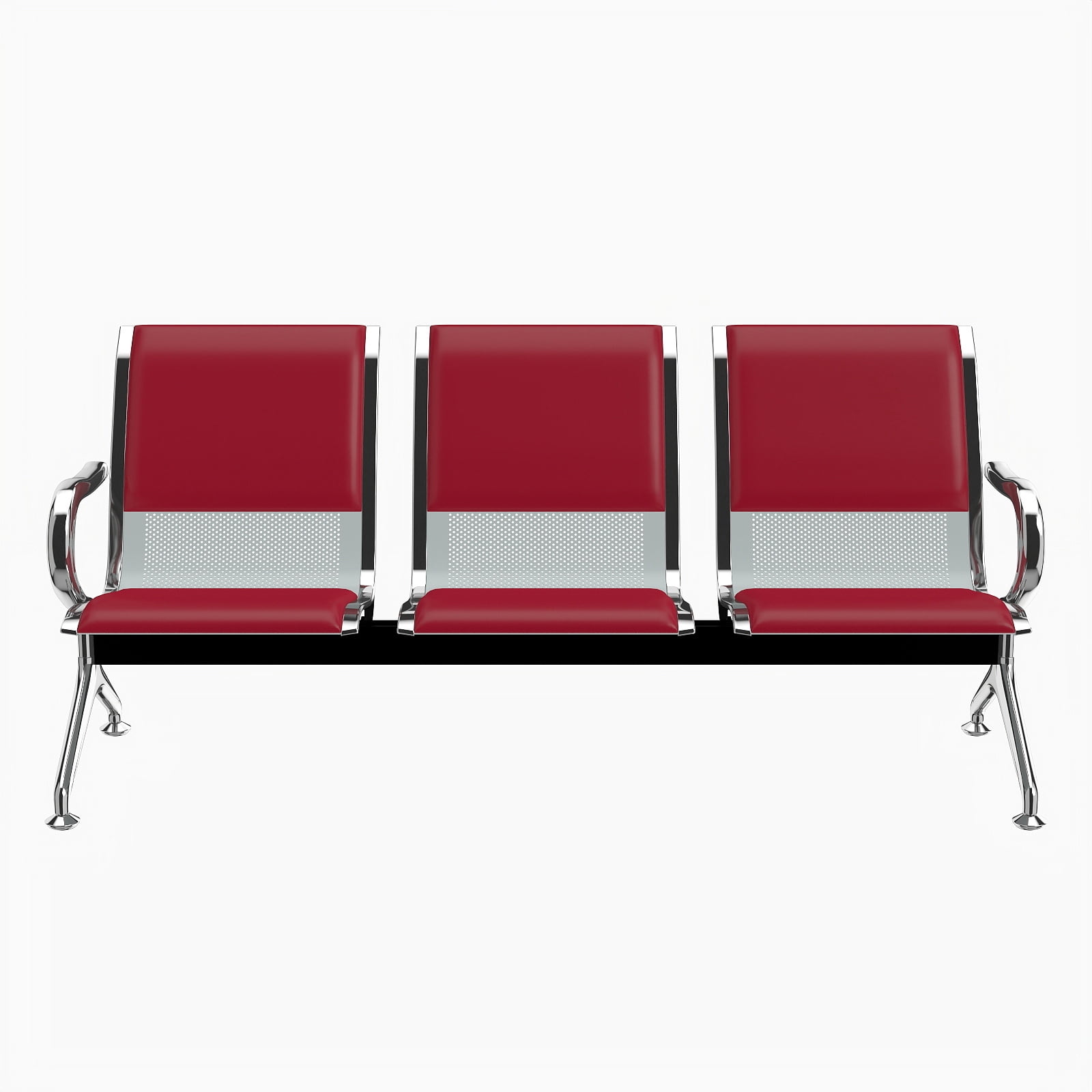 Kinbor 3-Seat PU Leather Waiting Room Bench – Red Reception Chair for ...