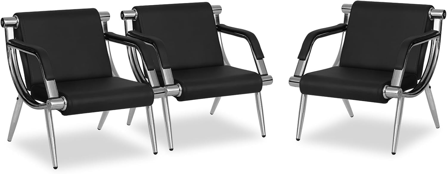 Kinbor 3-Seat PU Leather Waiting Room Chairs Office Lobby Furniture ...