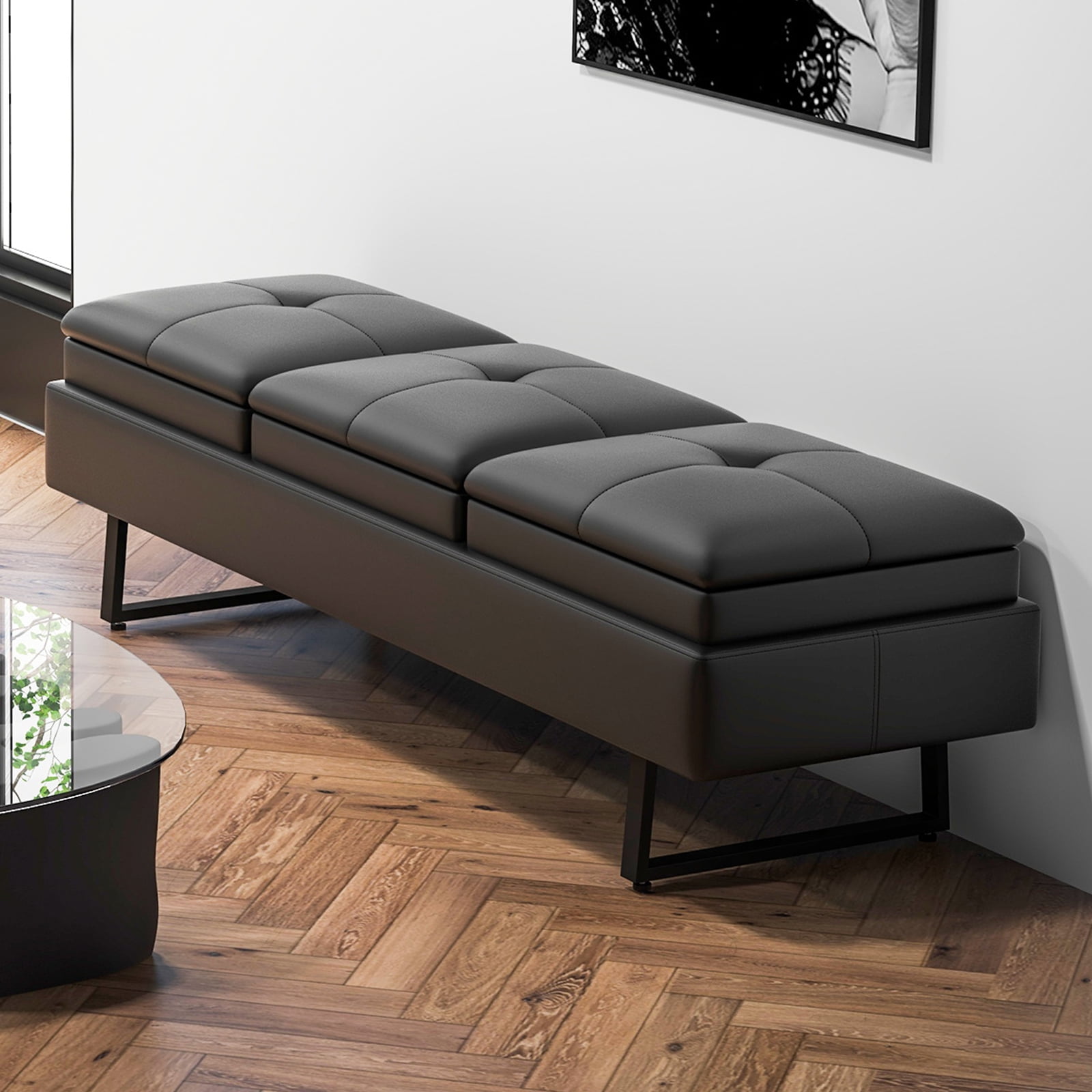 Kinbor 3-Seat Waiting Room Bench, Office Waiting Room Chairs Leather ...