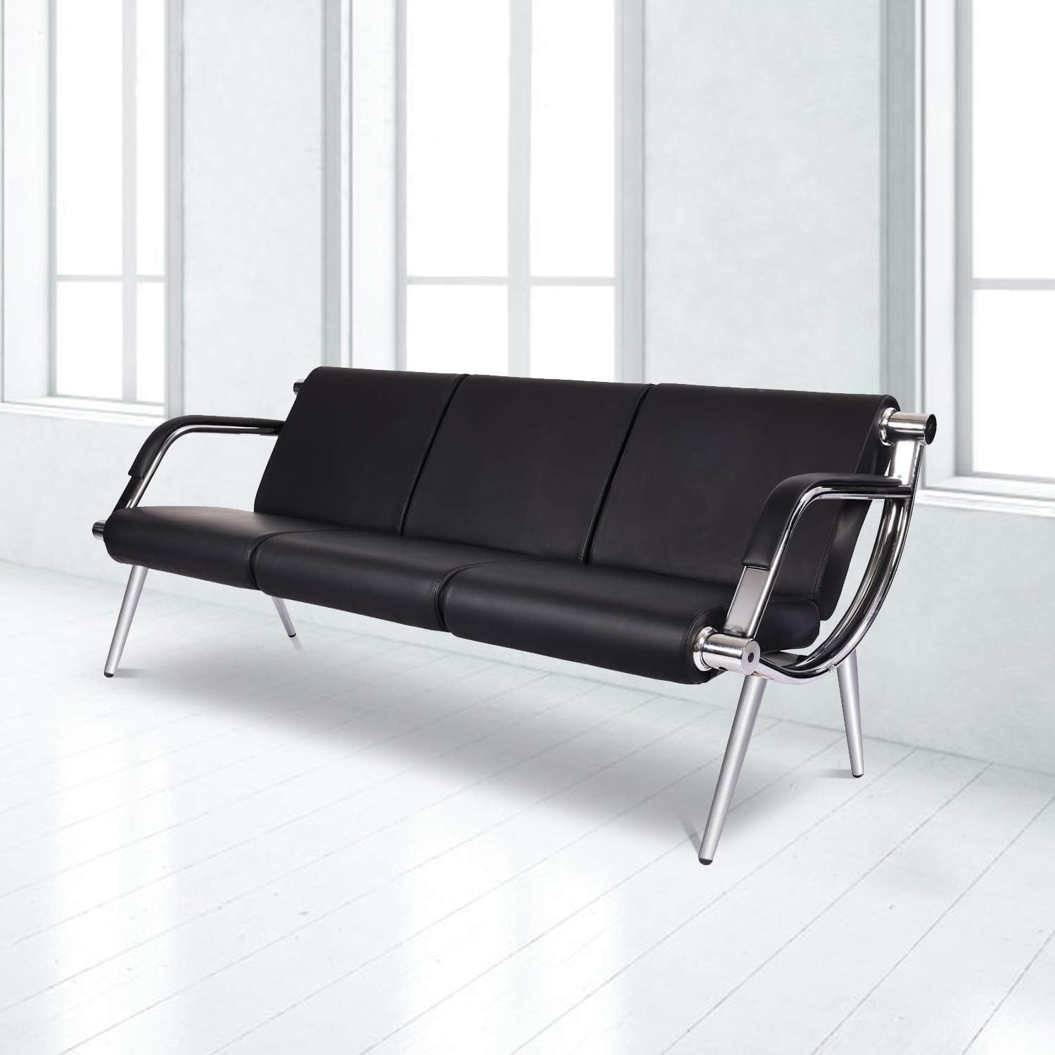 Kinbor 3-Seat Waiting Room Chairs Reception Furniture, PU Leather Chair ...