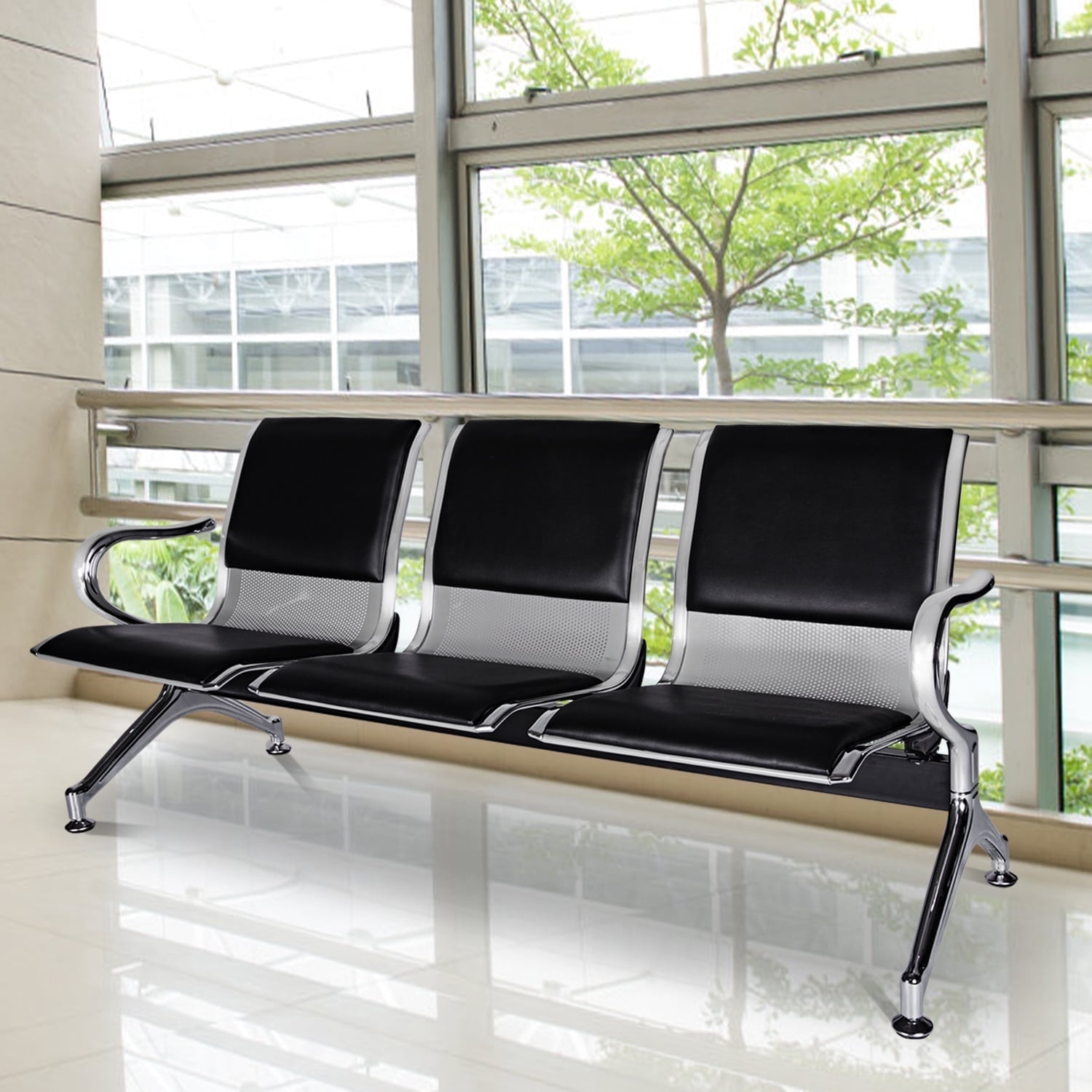 Kinbor 3-Seat Waiting Room Reception Chair with Arms Office Guest ...