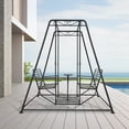 Kinbor 4-Seat Heavy Duty Outdoor Swing Bench with Table & Stand for ...