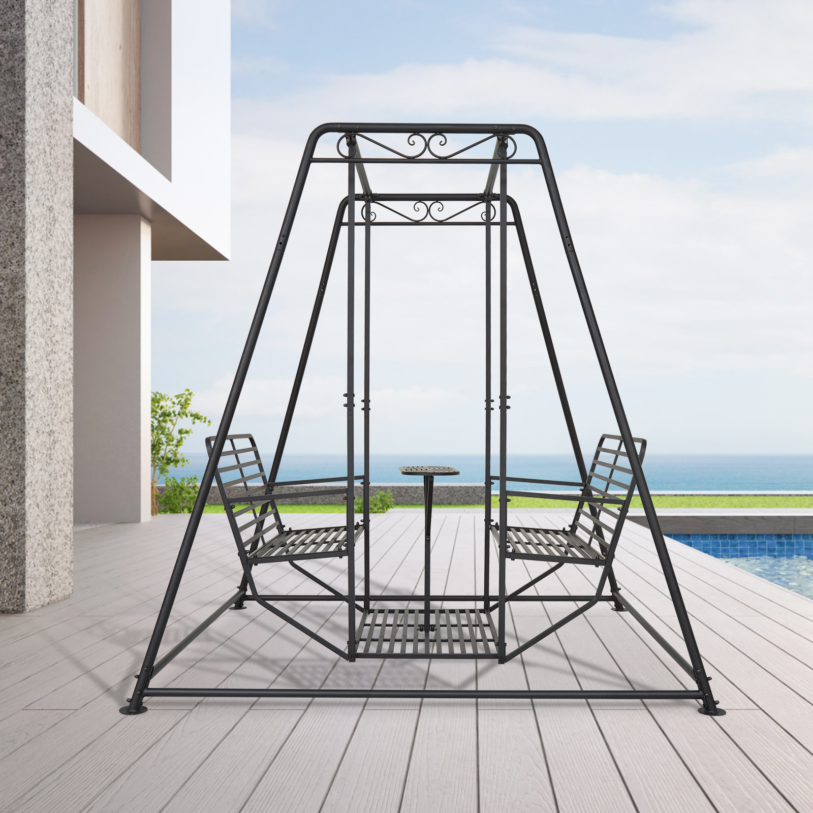 iTopRoad Metal Porch Swing Patio Swing Chair Heavy Duty Hanging Bench ...