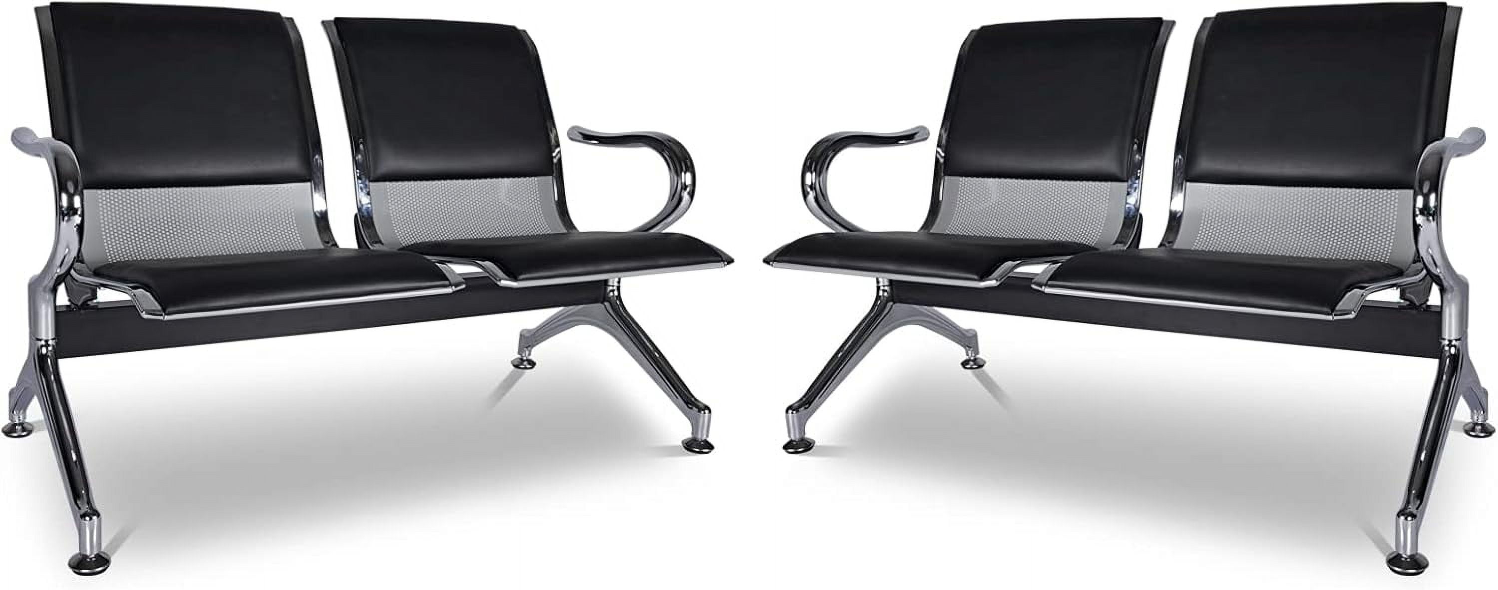 Kinbor 4-Seat PU Leather Office Guest Reception Bench Waiting Room ...