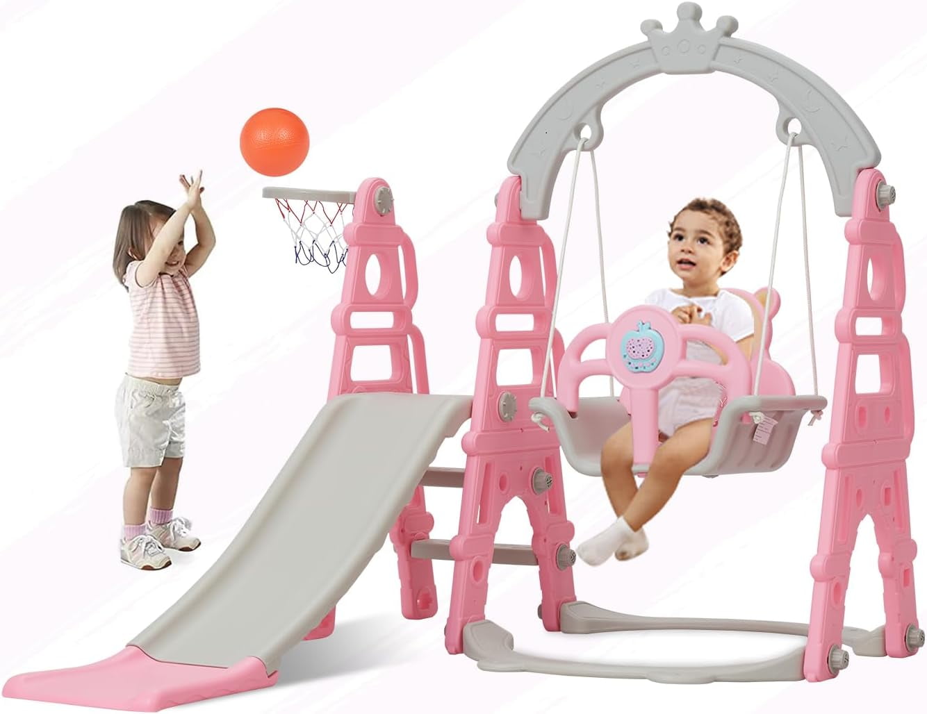 Kinbor 5 in 1 Toddler Slide Swing Set, Climber Slide Playground Baby ...