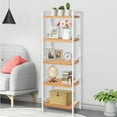 Kinbor 5-Tier Bamboo Shelf Multipurpose Tall Storage Rack Shelving Unit ...