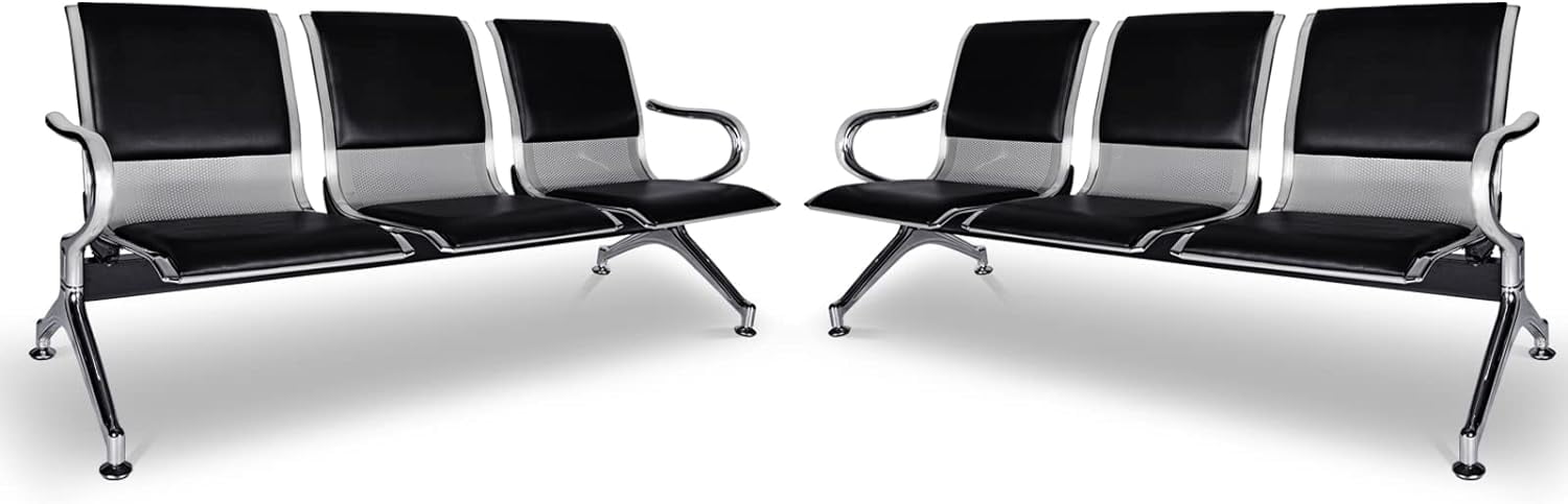 Kinbor 6-Seat PU Leather Waiting Room Chairs Waiting Bench Seating ...