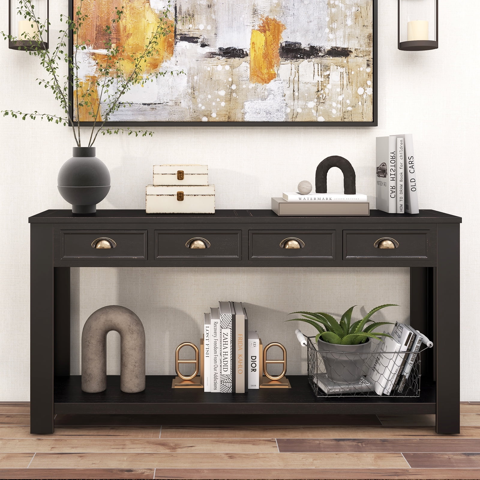 Long entryway table with drawers store