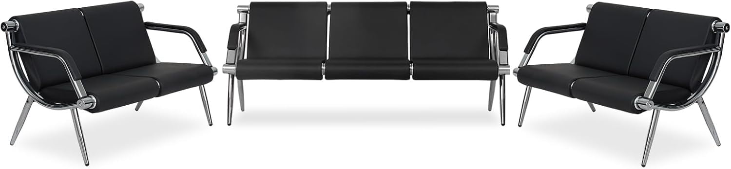 Kinbor 7-Seat Airport Reception Chairs Waiting Benches PU Leather ...