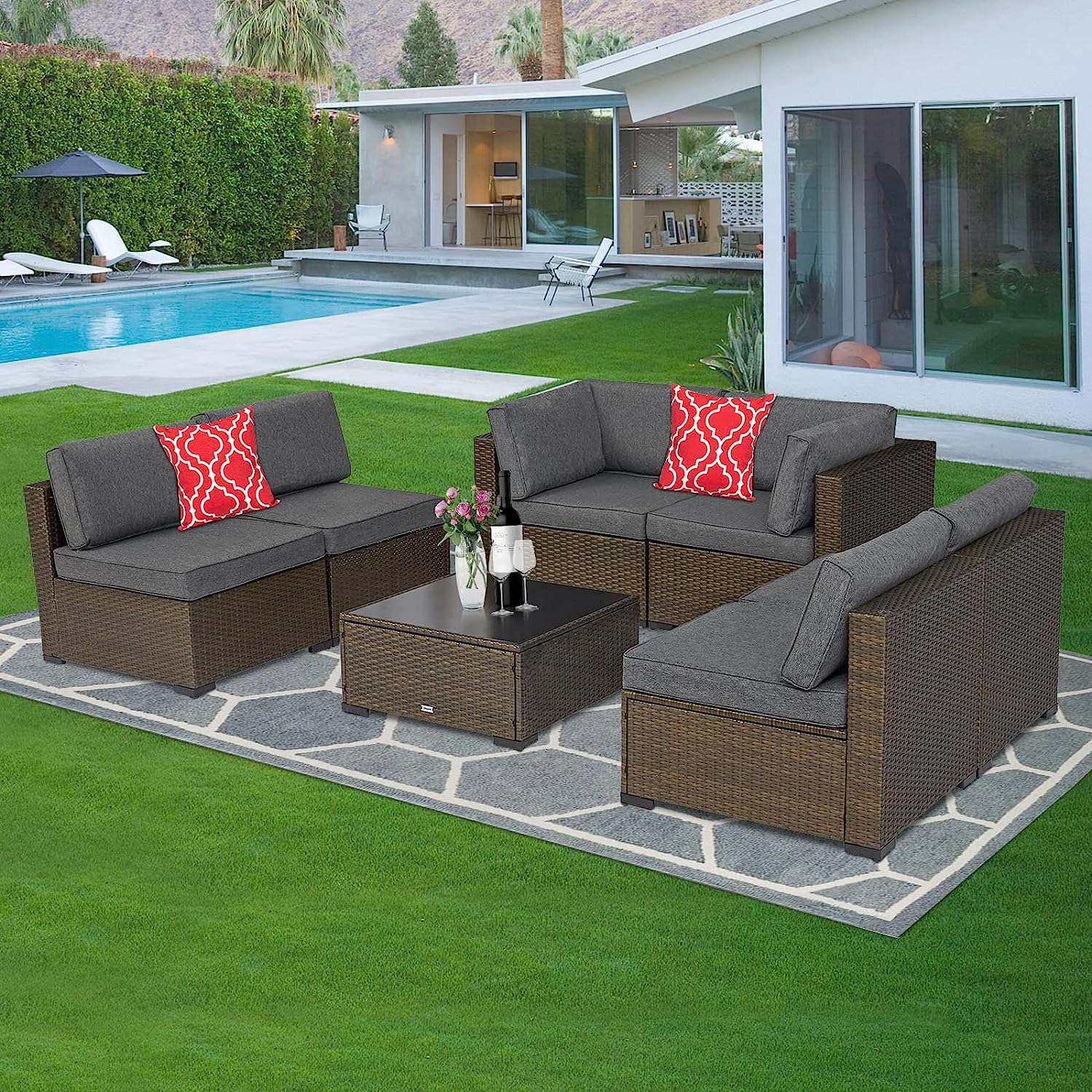 Gabrielle All-weather Resin Wicker Lounge Patio Sofa Storage Bench in ...