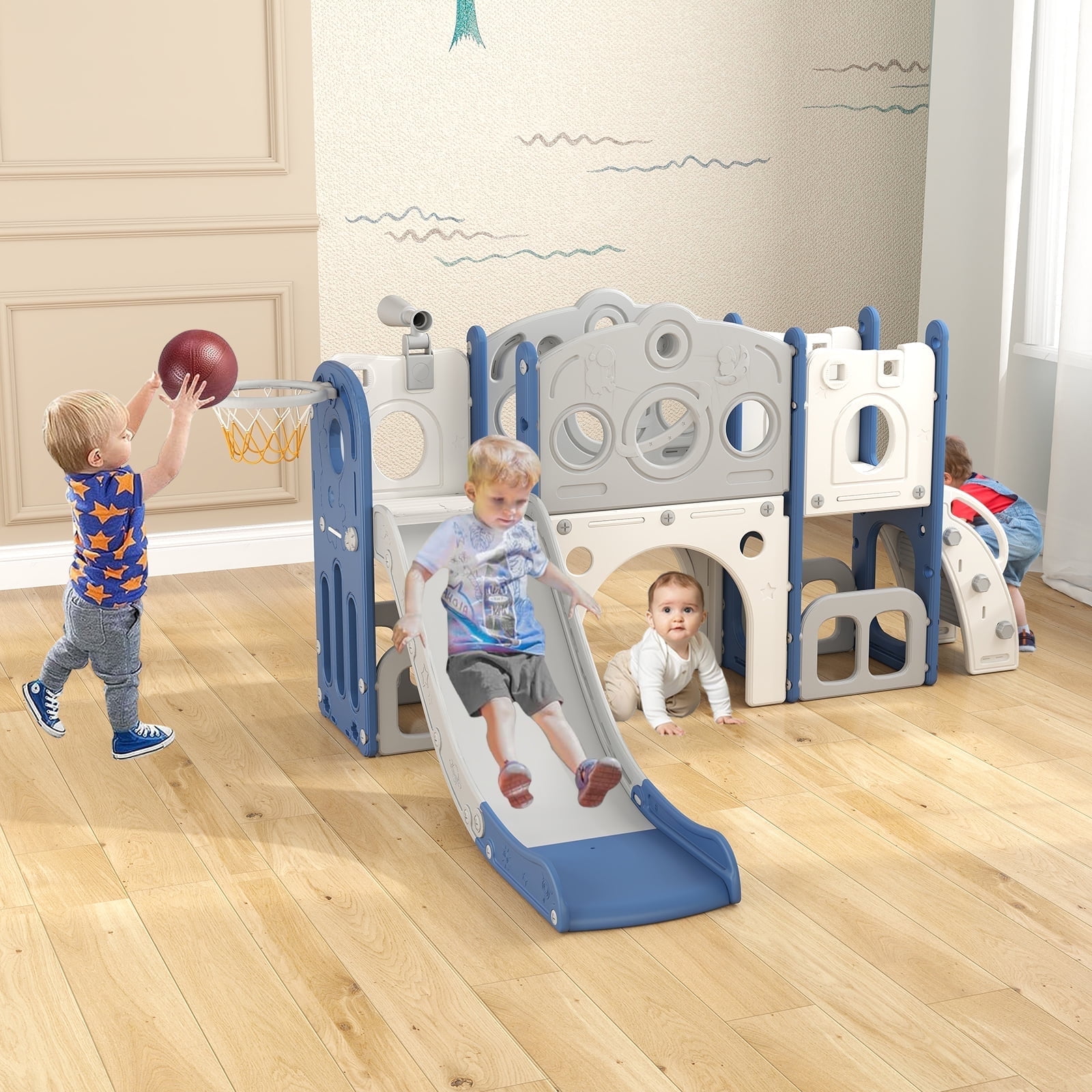 Kinbor 8 in 1 Toddler Slide Set, Climber Slide Playground Baby Playset ...