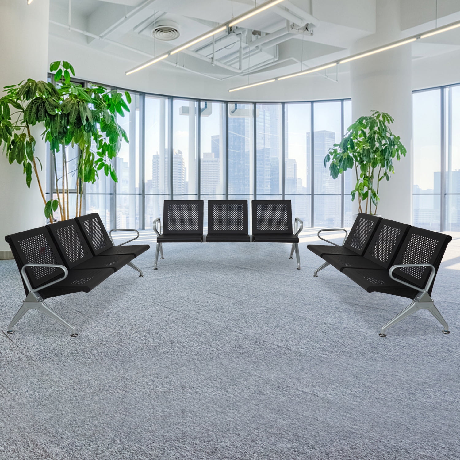 Kinbor 9-Seat Office Waiting Room Chairs, Reception Guest Bench w ...